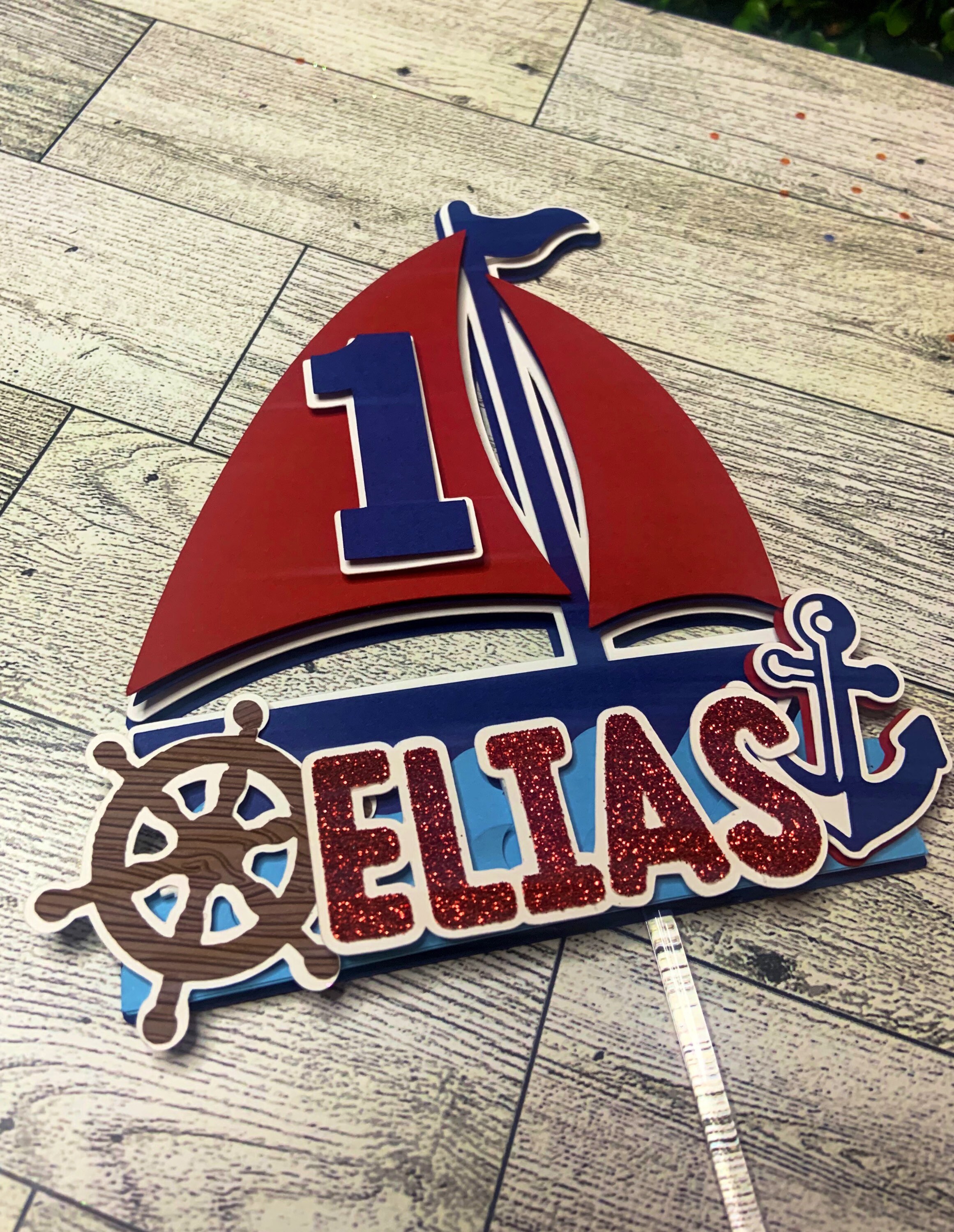 Nautical Cake Topper Sailboat Cake Topper Etsy