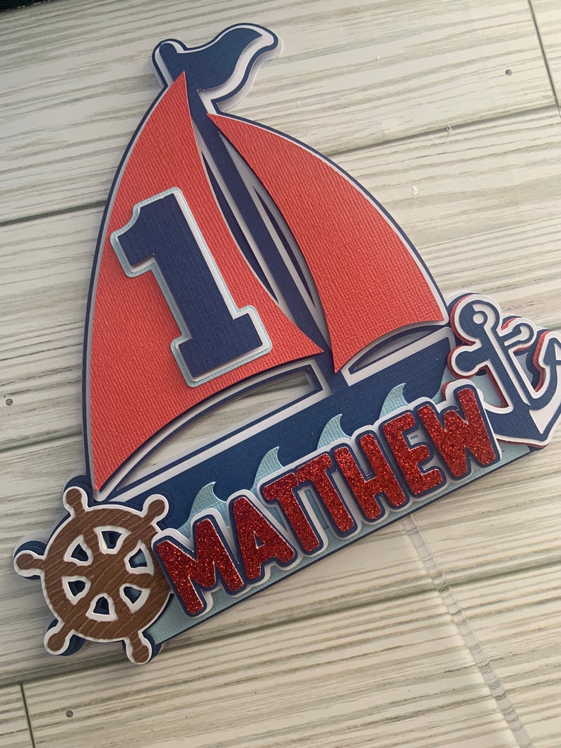 Nautical Cake Topper Sailboat Cake Topper Etsy