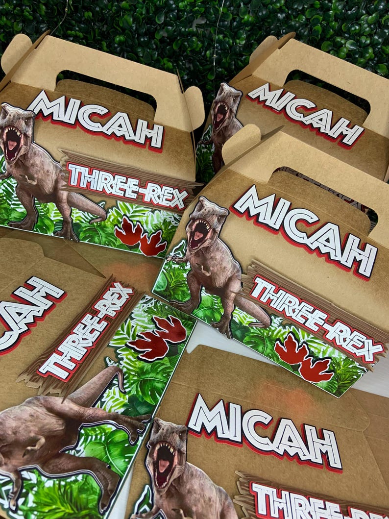 Dinosaur Party Treat Boxes: Three-rex Theme Dinosaur Birthday - Etsy