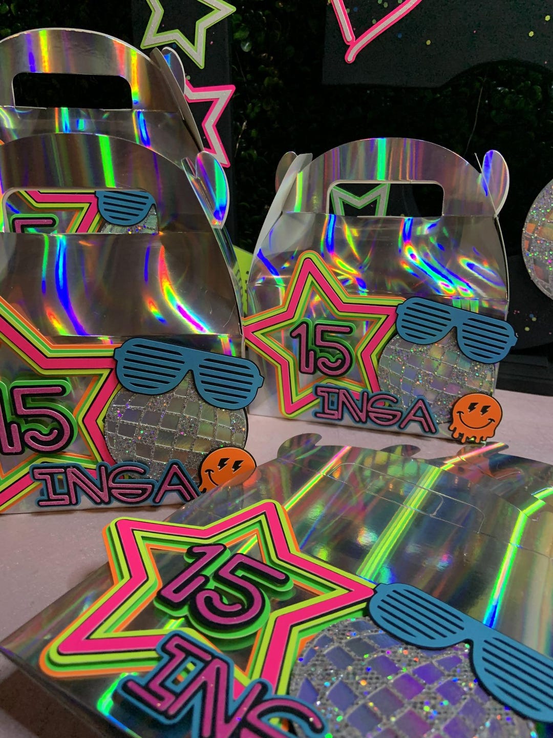 Glow Party Treat Boxes: Personalized Neon Birthday Party Favors - Etsy