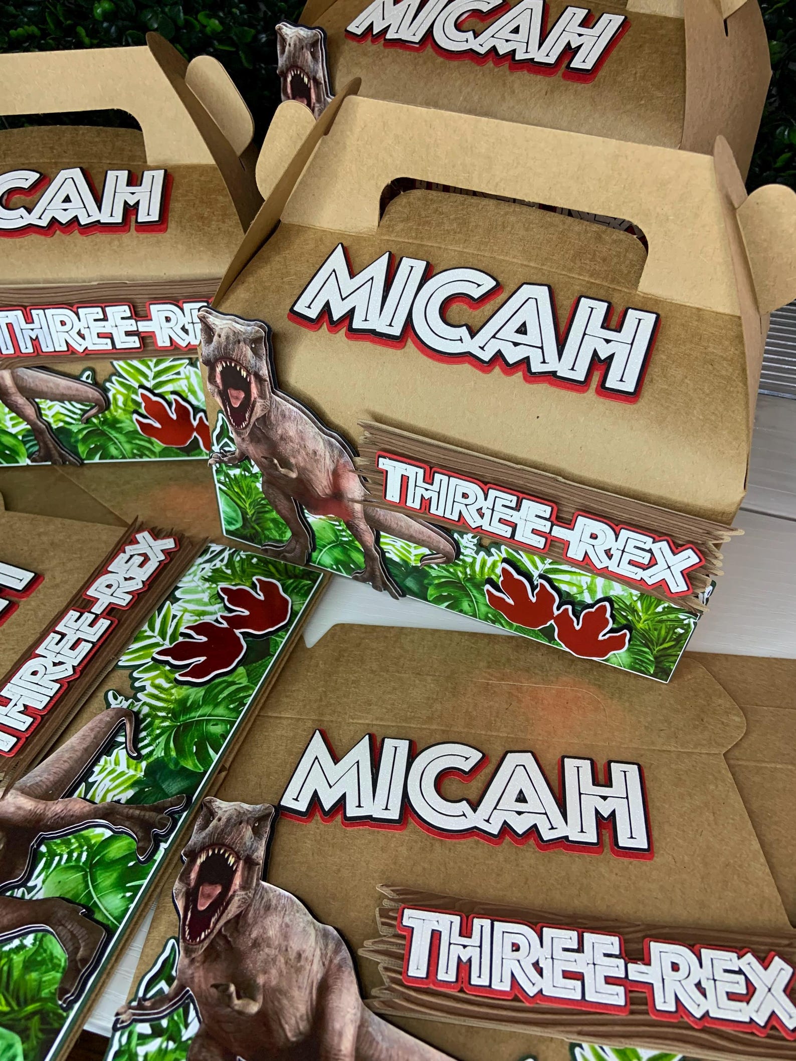 Dinosaur Party Treat Boxes: Three-rex Theme Dinosaur Birthday - Etsy