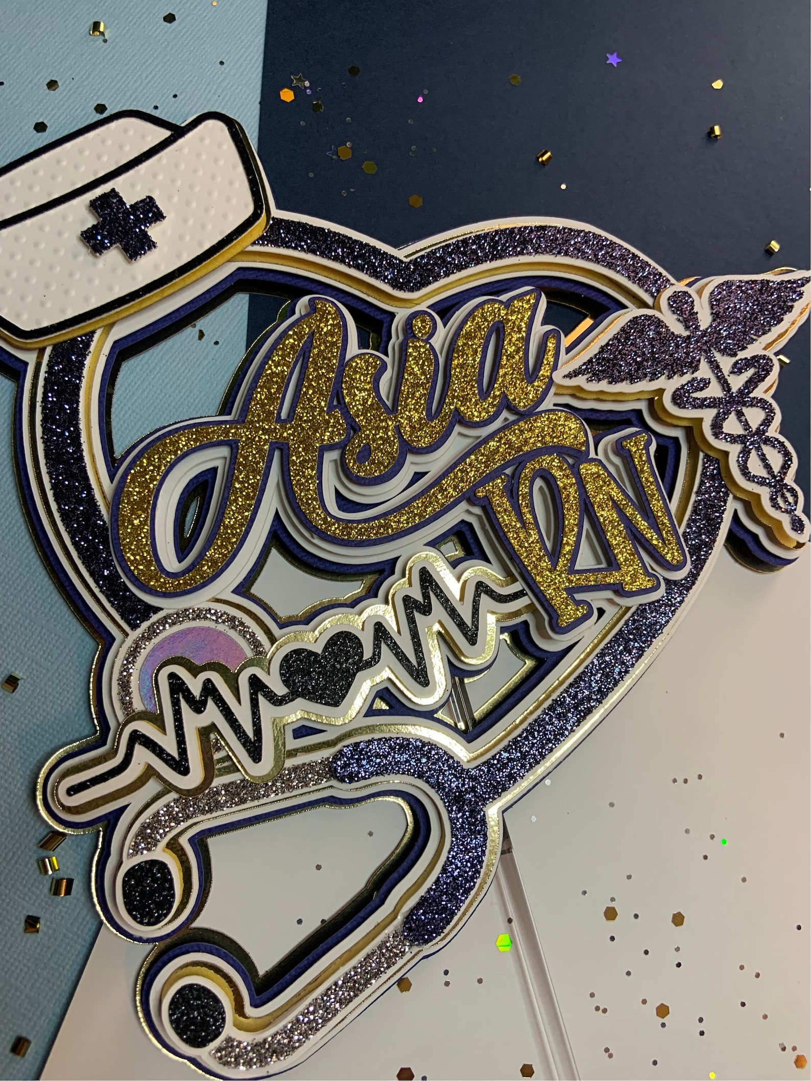 Personalized RN Nurse Cake Topper, 3D Cardstock Decoration - Etsy