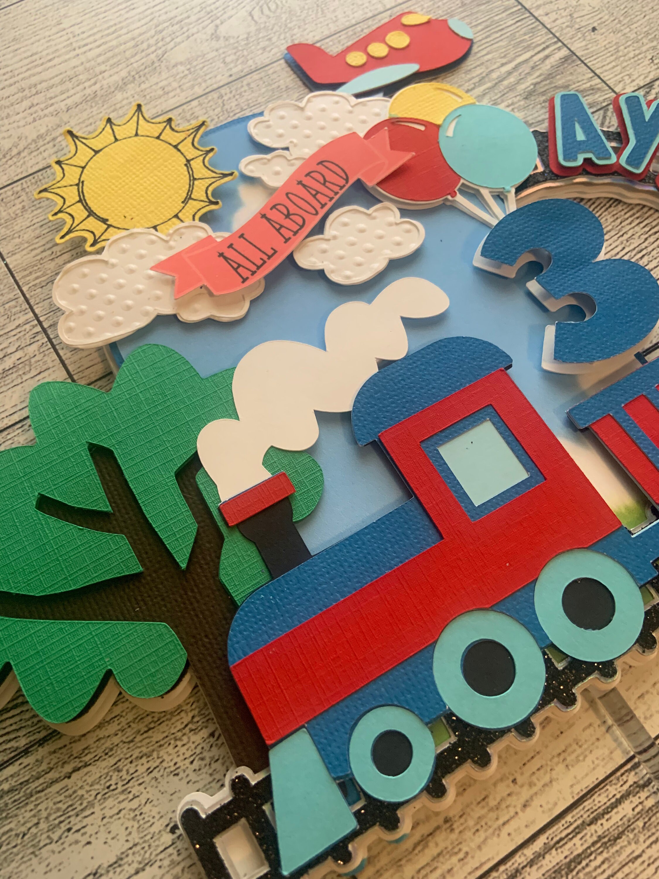 Train Cake Topper Choo Choo Three Train Party Cake Topper - Etsy