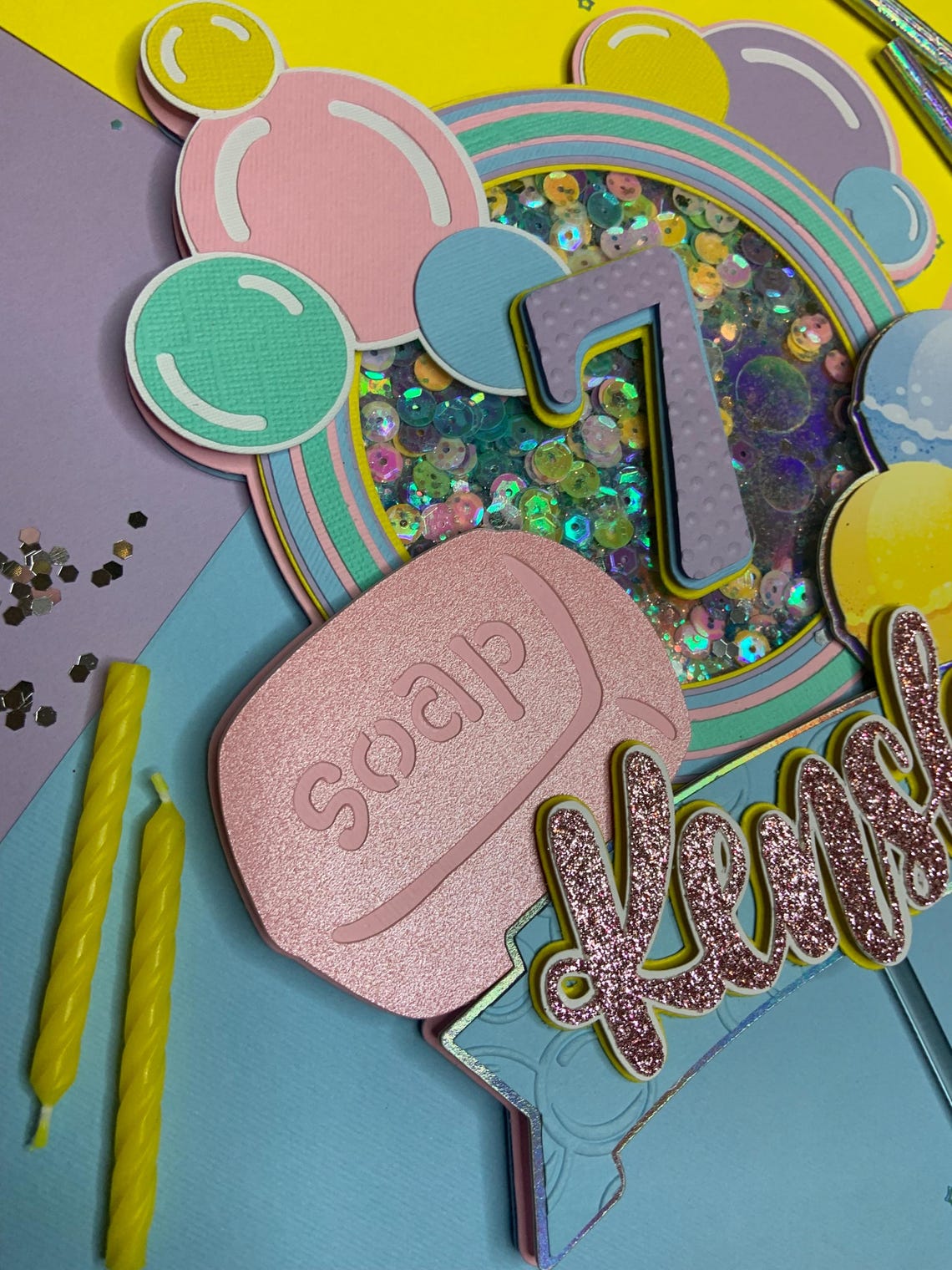 Bubble Party Cake Topper: Handmade Soap Theme, Personalized - Etsy