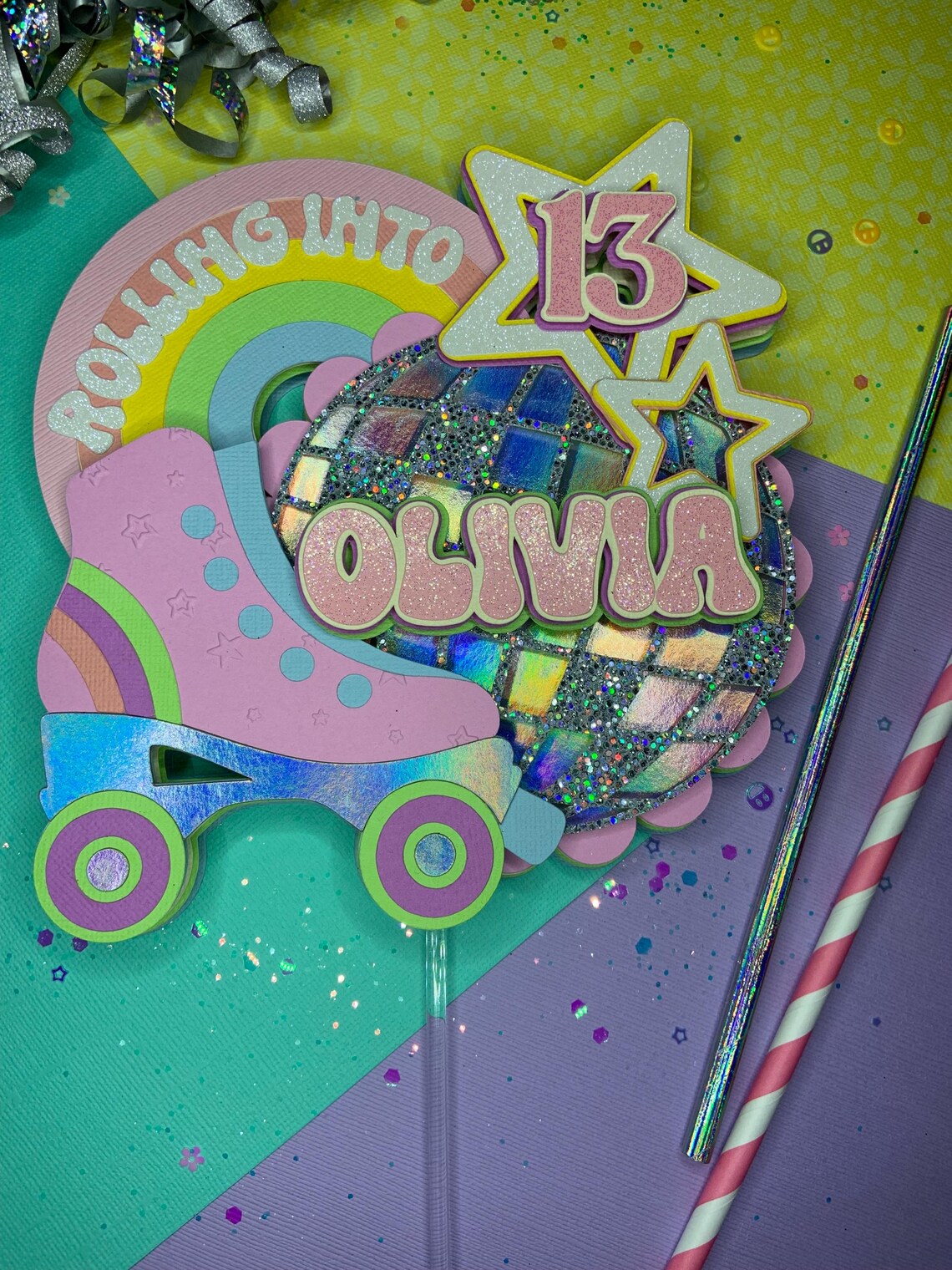 Personalized Rolling Skate Cake Topper: 3D Disco Party Decoration - Etsy