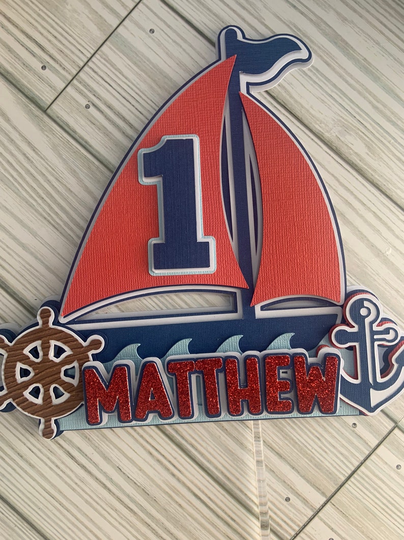 Nautical Cake Topper Sailboat Cake Topper Etsy