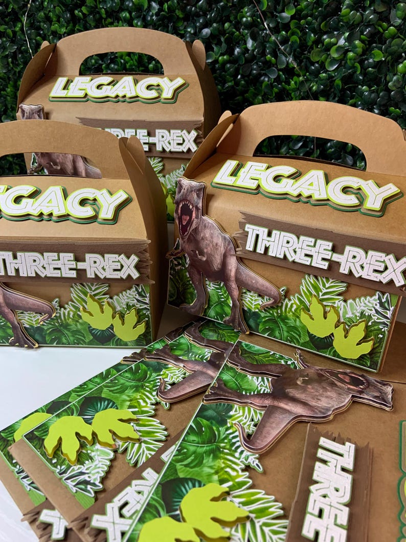 Dinosaur Party Treat Boxes: Three-rex Theme Dinosaur Birthday - Etsy