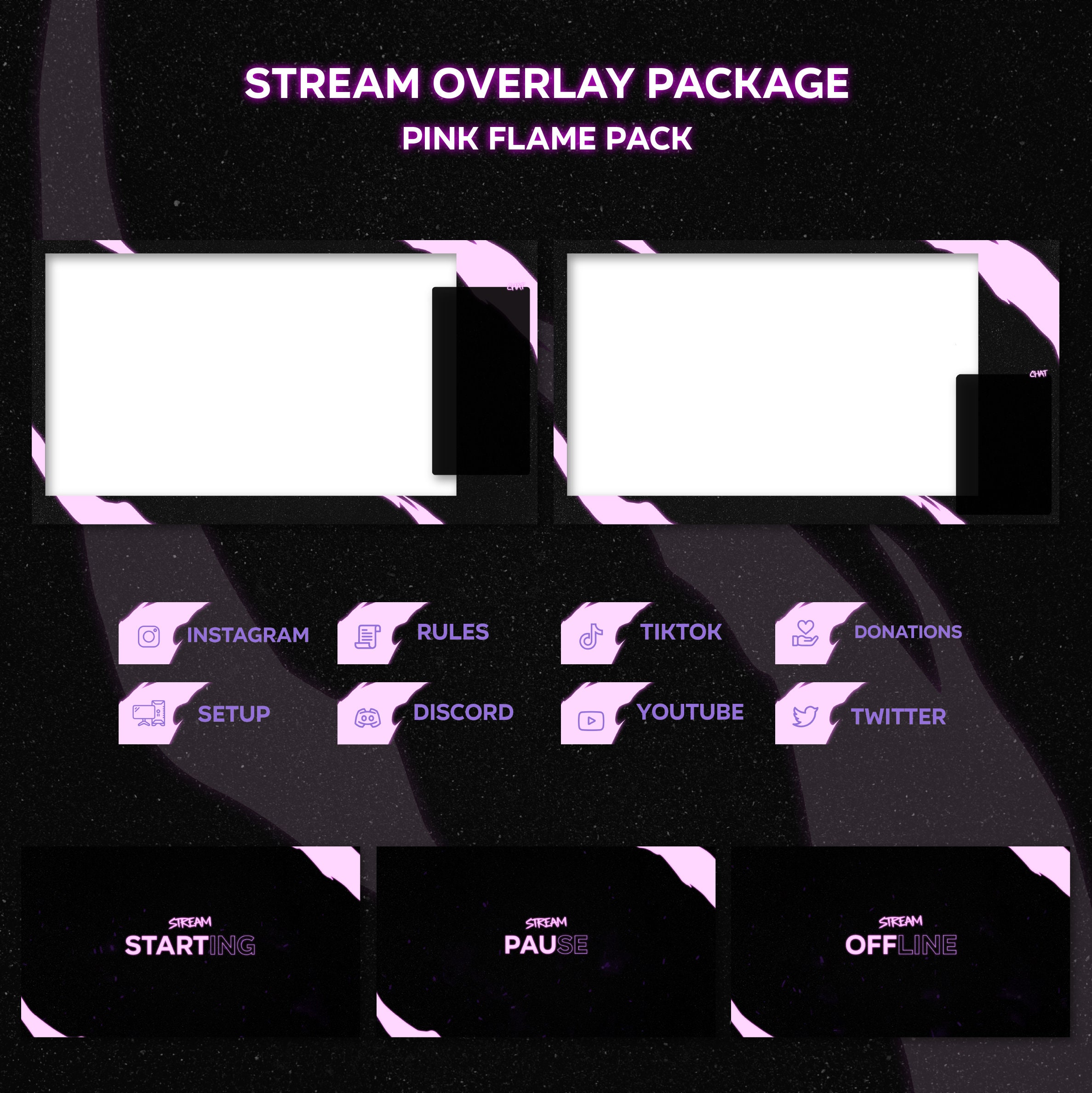 Pack Overlay Stream Flame Pink WEBM Quicktime Format Compatible With ...