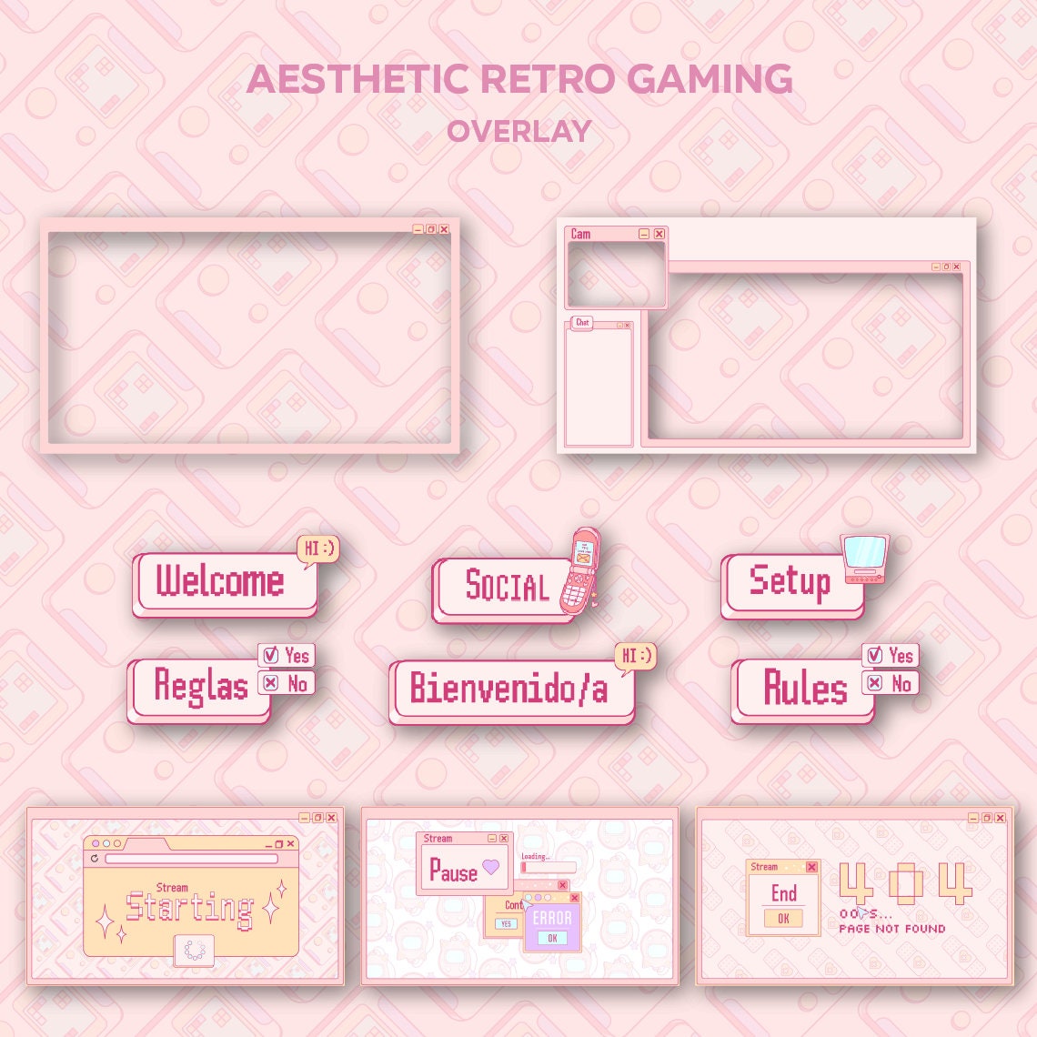 Pack Overlay Stream Aesthetic Retro Gaming WEBM Png Format Compatible ...