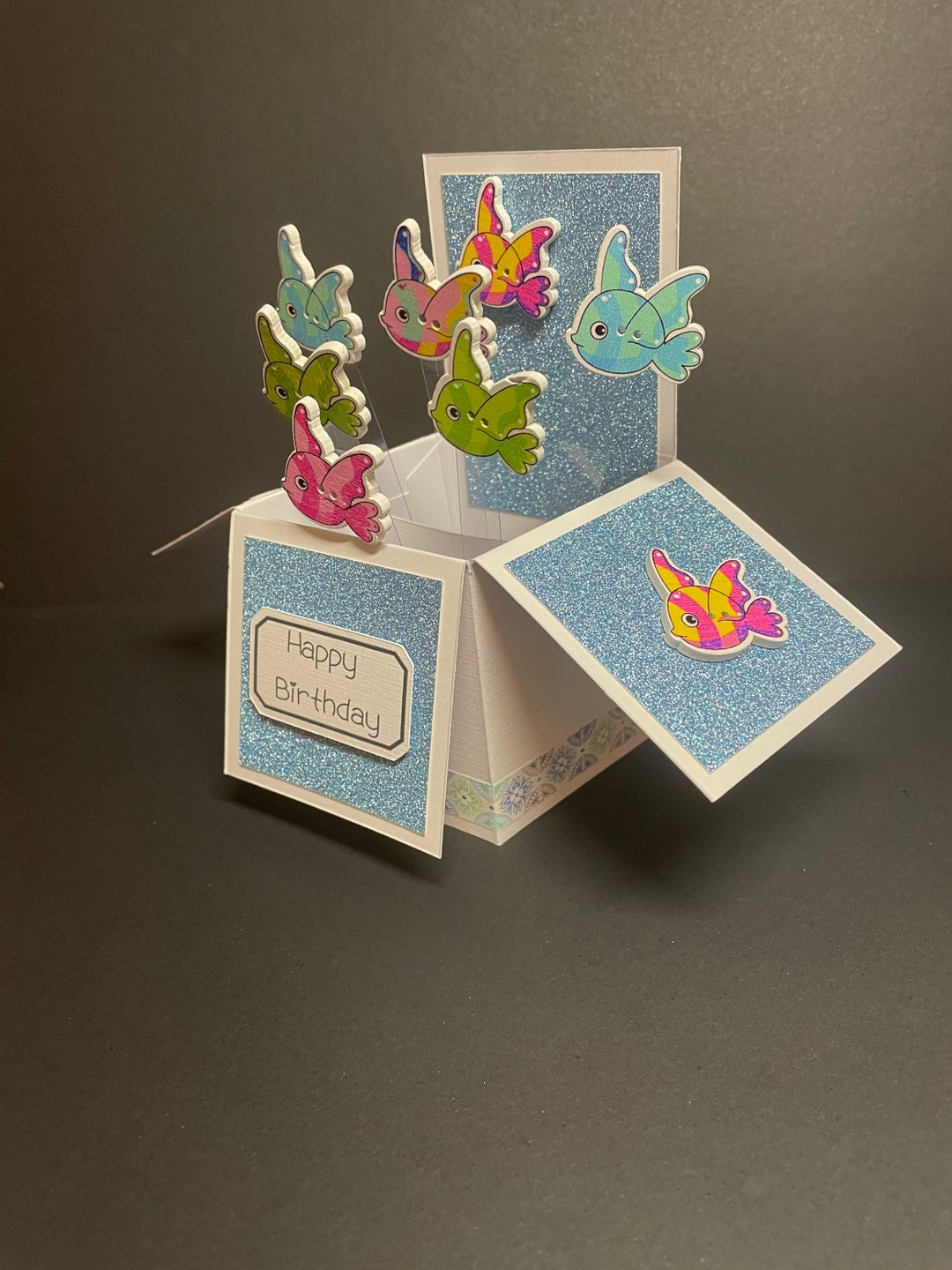 Pop up Birthday Box Card Fish - Etsy UK