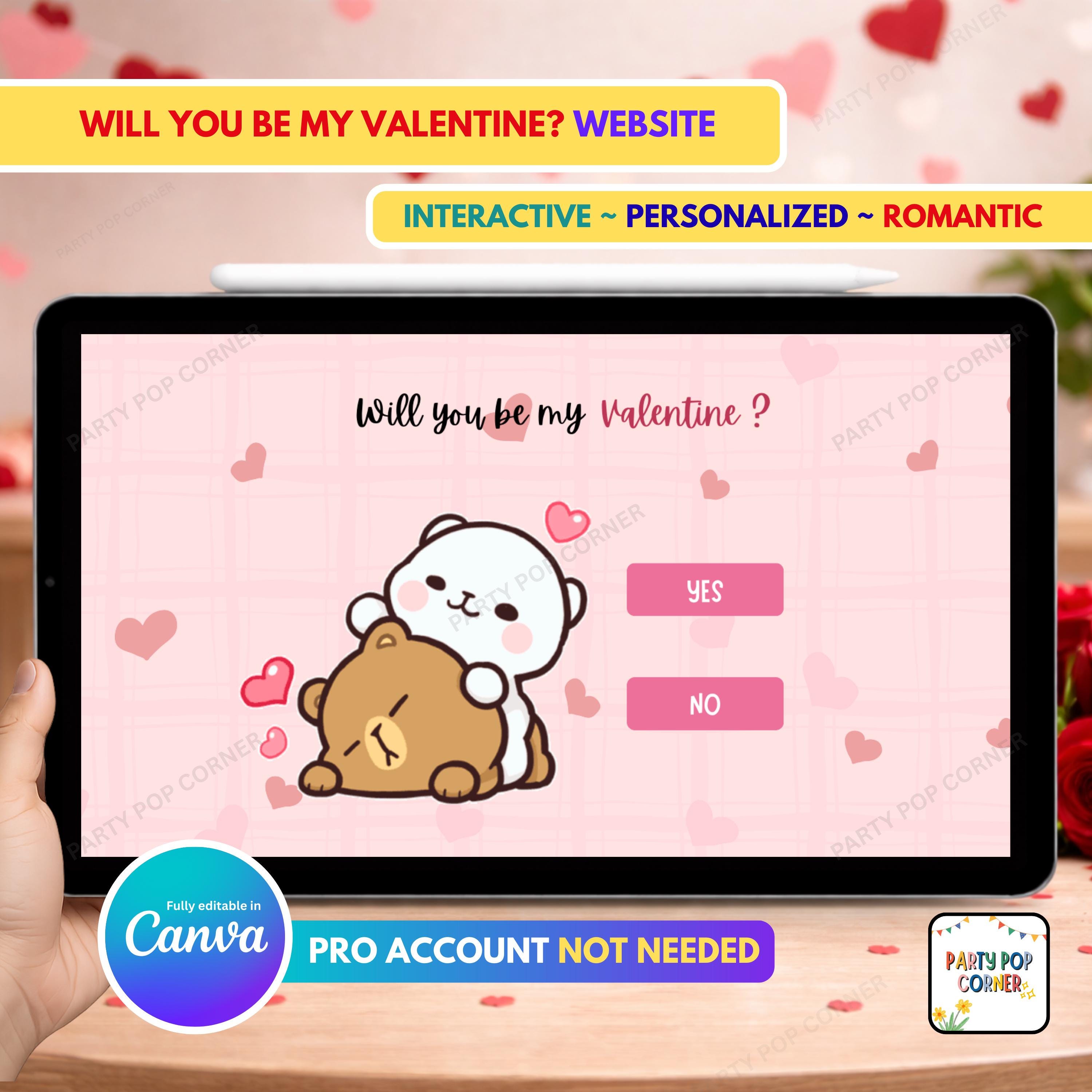 Interactive ‘will You Be My Valentine’ Website - Personalised Canva ...