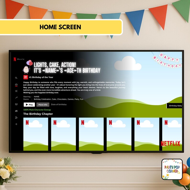 Netflix Birthday Video Gift: Personalized Movie Template (digital ...