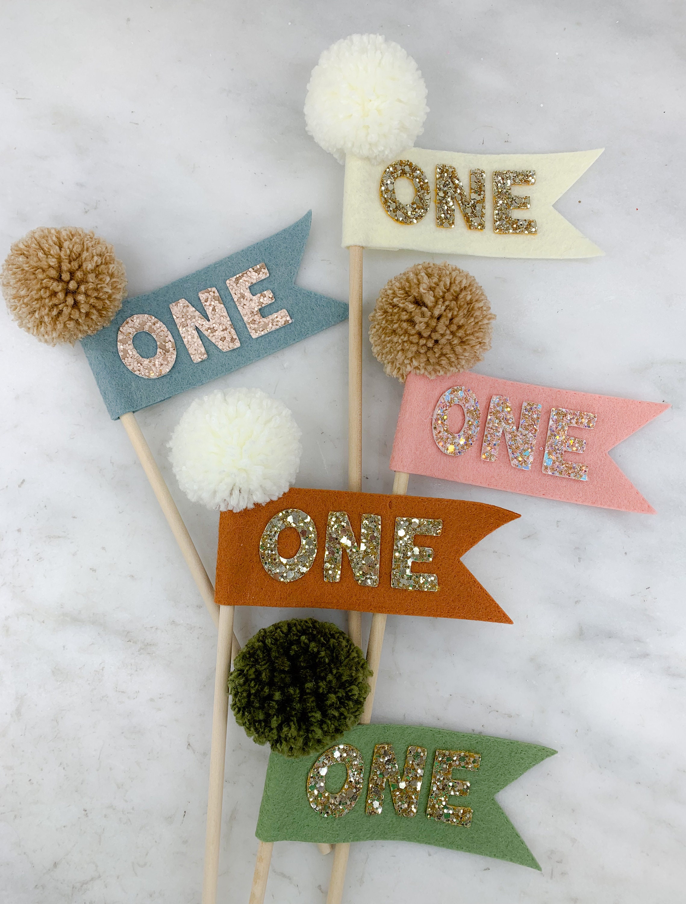 Cake Smash Prop Birthday Flag Neutral Pompom Flag Birthday - Etsy