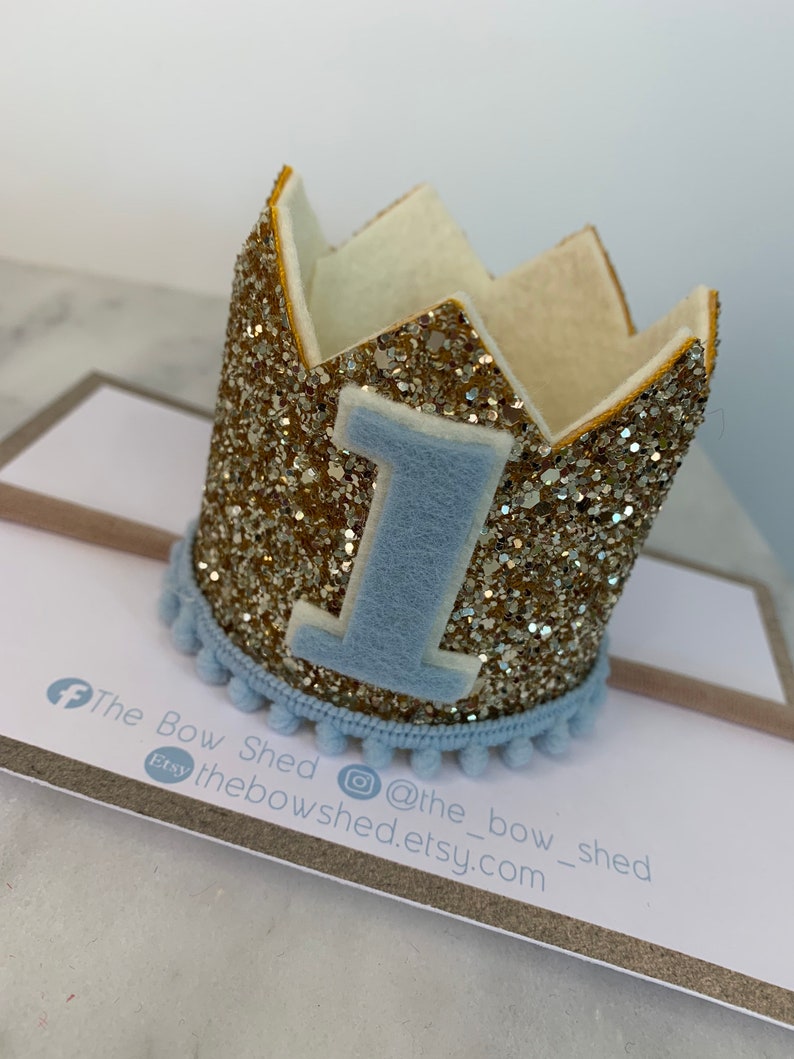Gold Birthday Crown, Cake Smash Crown, Glitter Crown, Boys Birthday ...