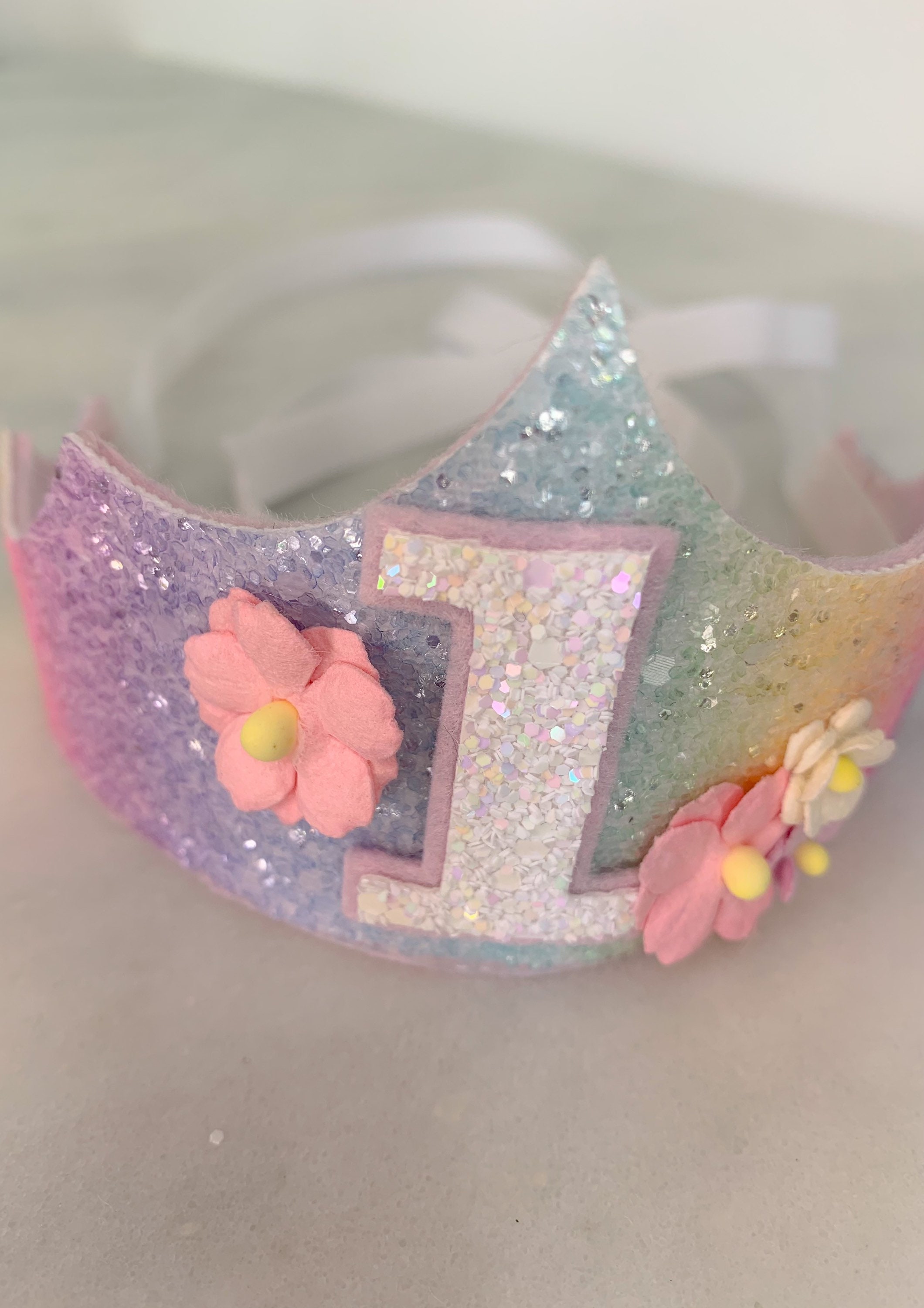 Rainbow tiara glitter crown birthday tiara birthday crown | Etsy