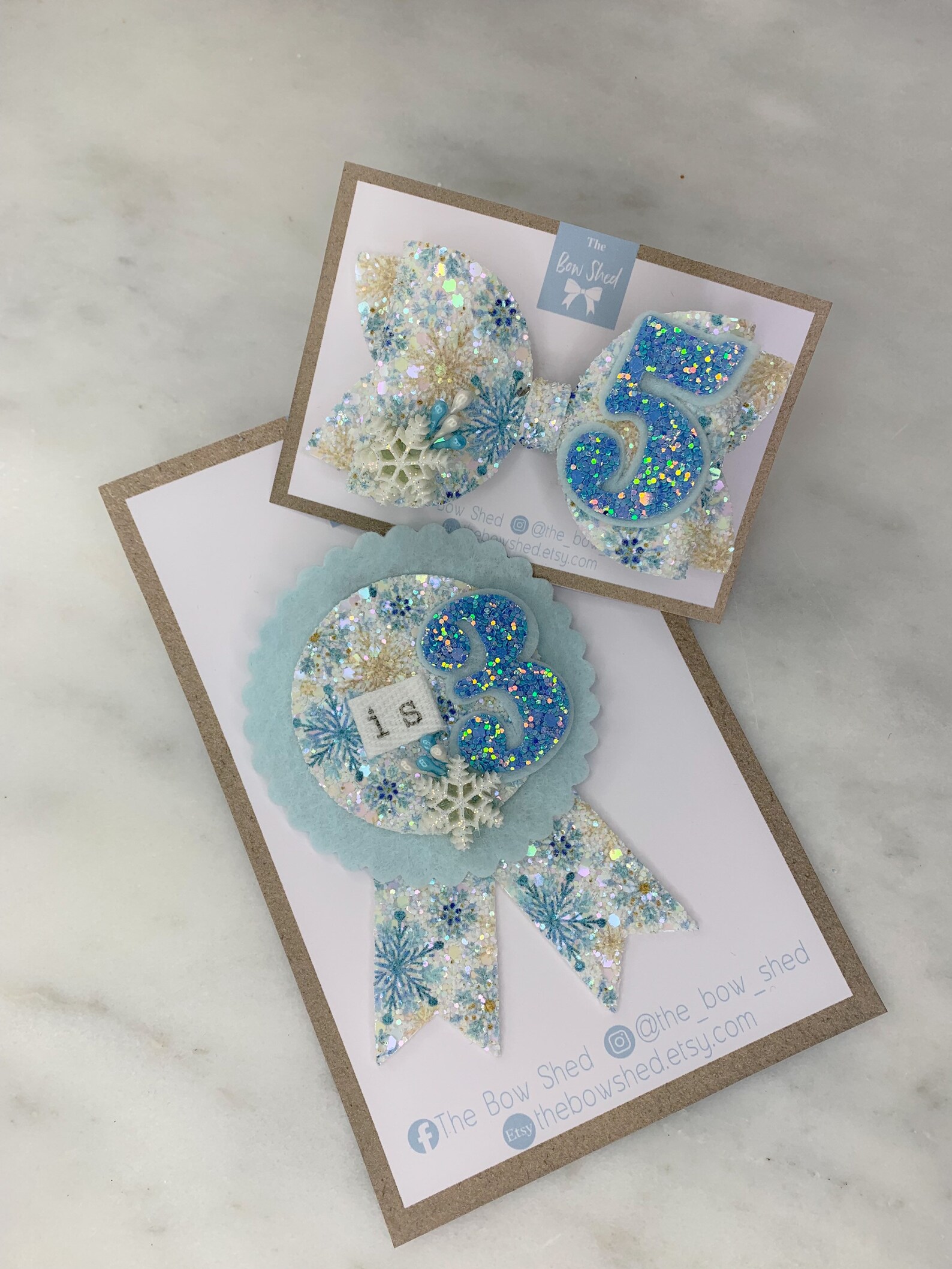 Snowflake Badge and Bow Set Birthday Badge and Bow Set Ice - Etsy