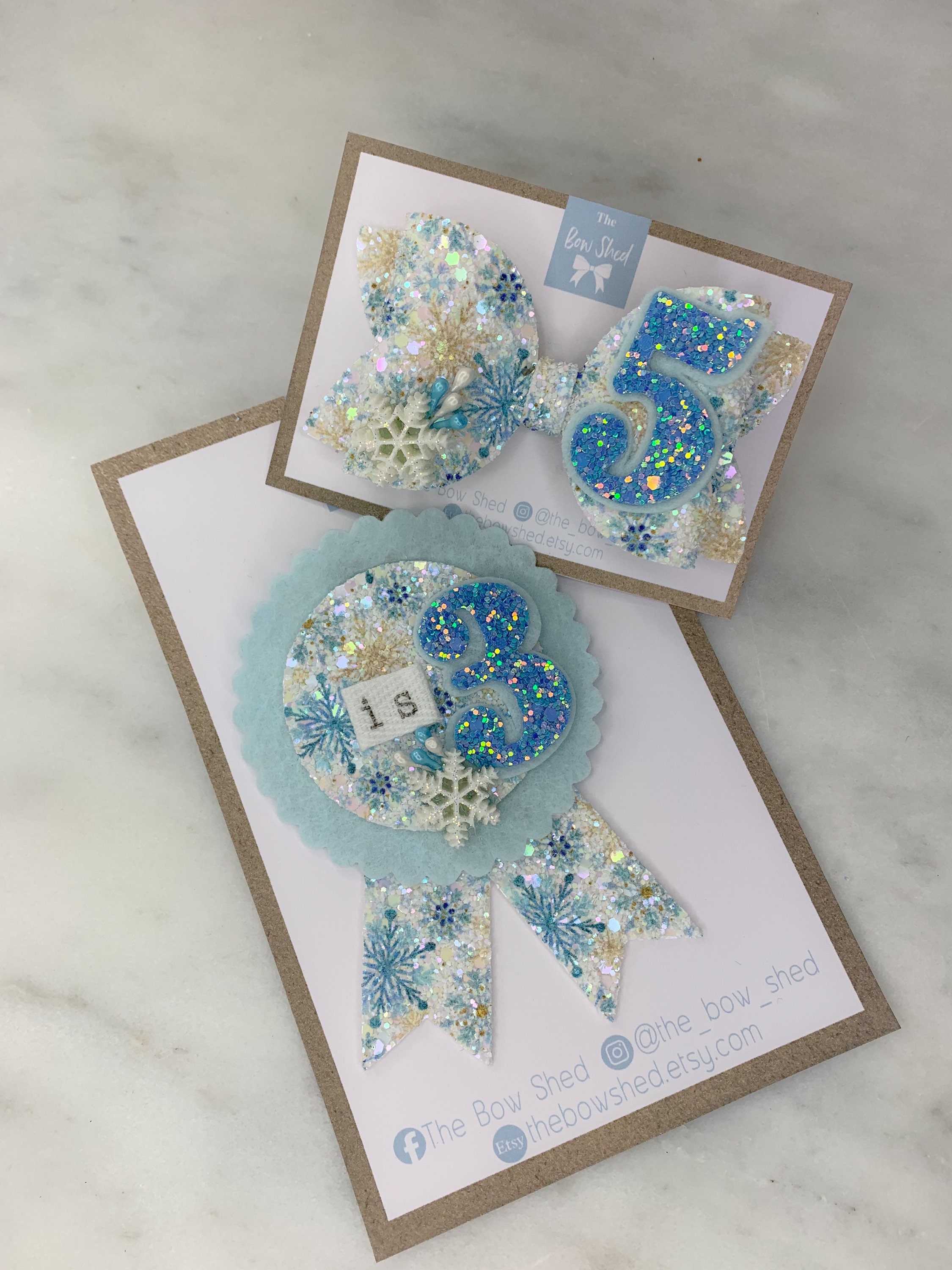 Snowflake Badge and Bow Set Birthday Badge and Bow Set Ice - Etsy