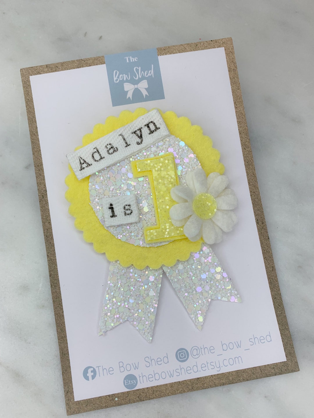 Daisy Birthday Badge, Glitter Badge, Cake Smash Badge, Daisy Party ...