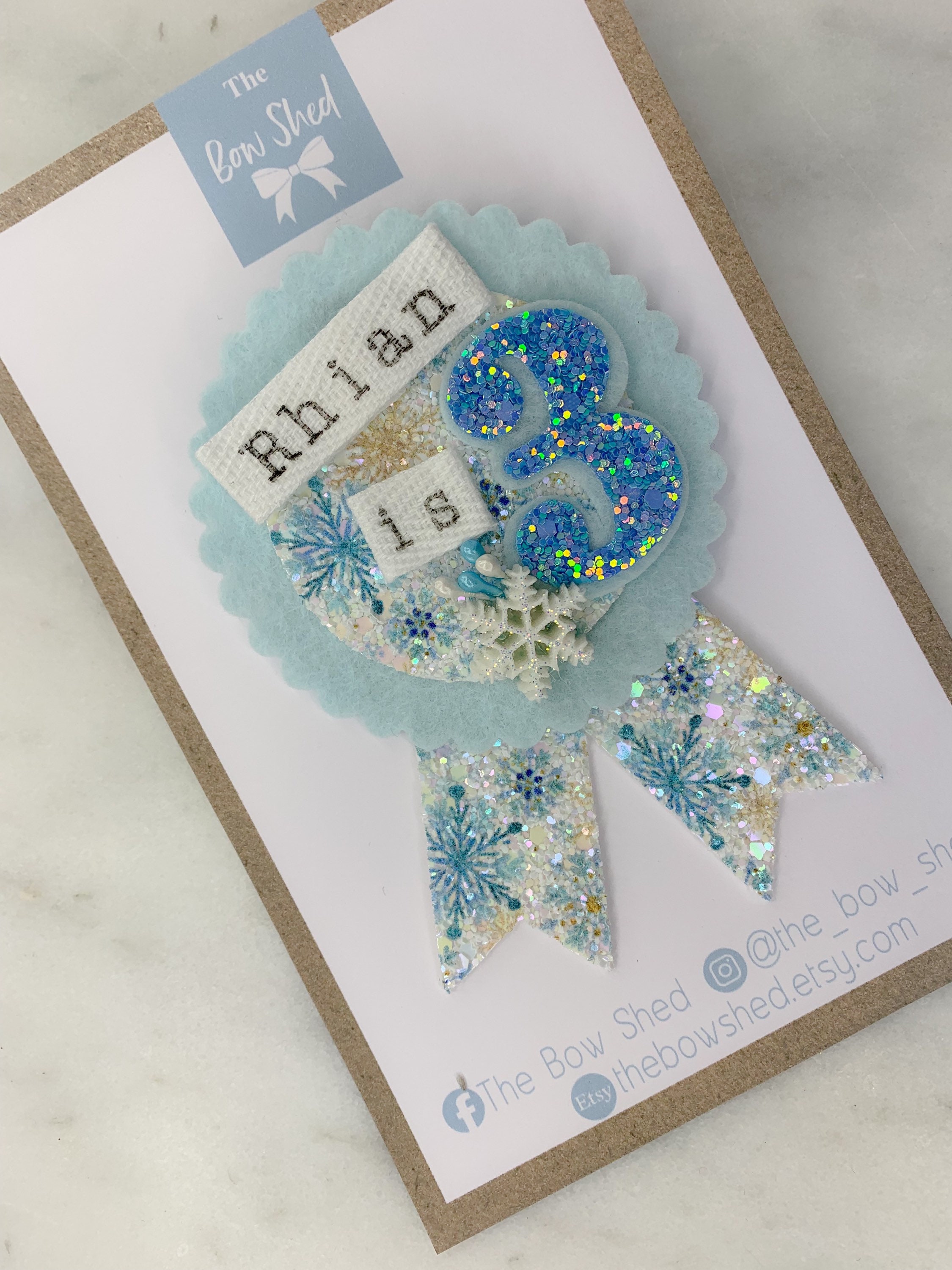 Snowflake Badge and Bow Set Birthday Badge and Bow Set Ice - Etsy