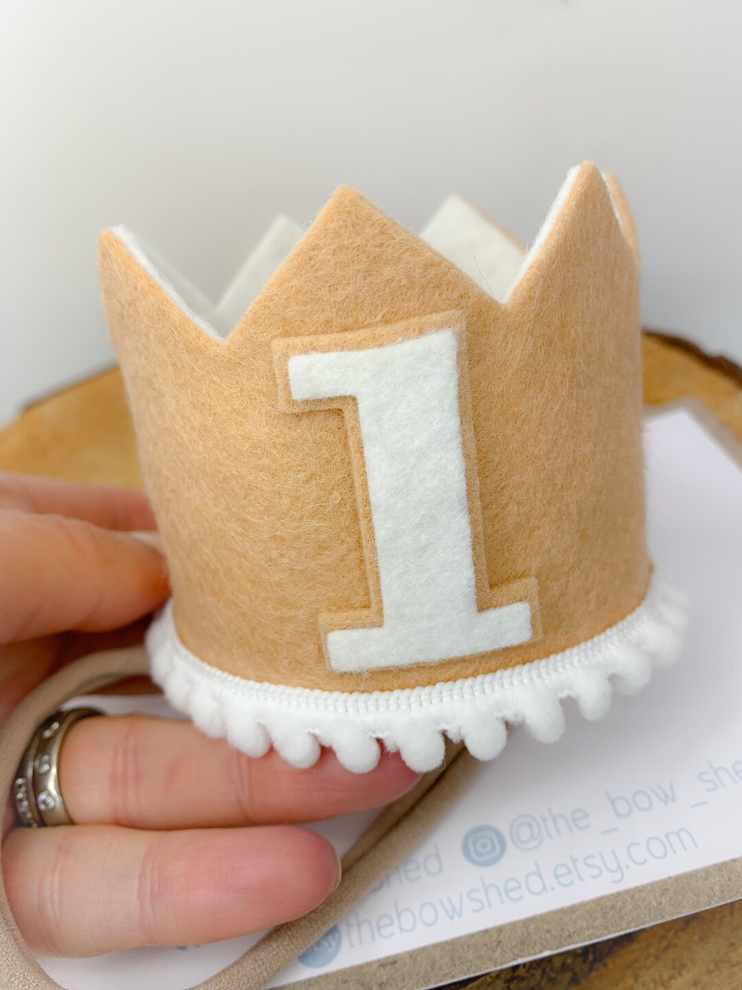 Beige wool felt crown, boys birthday crown, cake smash crown, cake ...