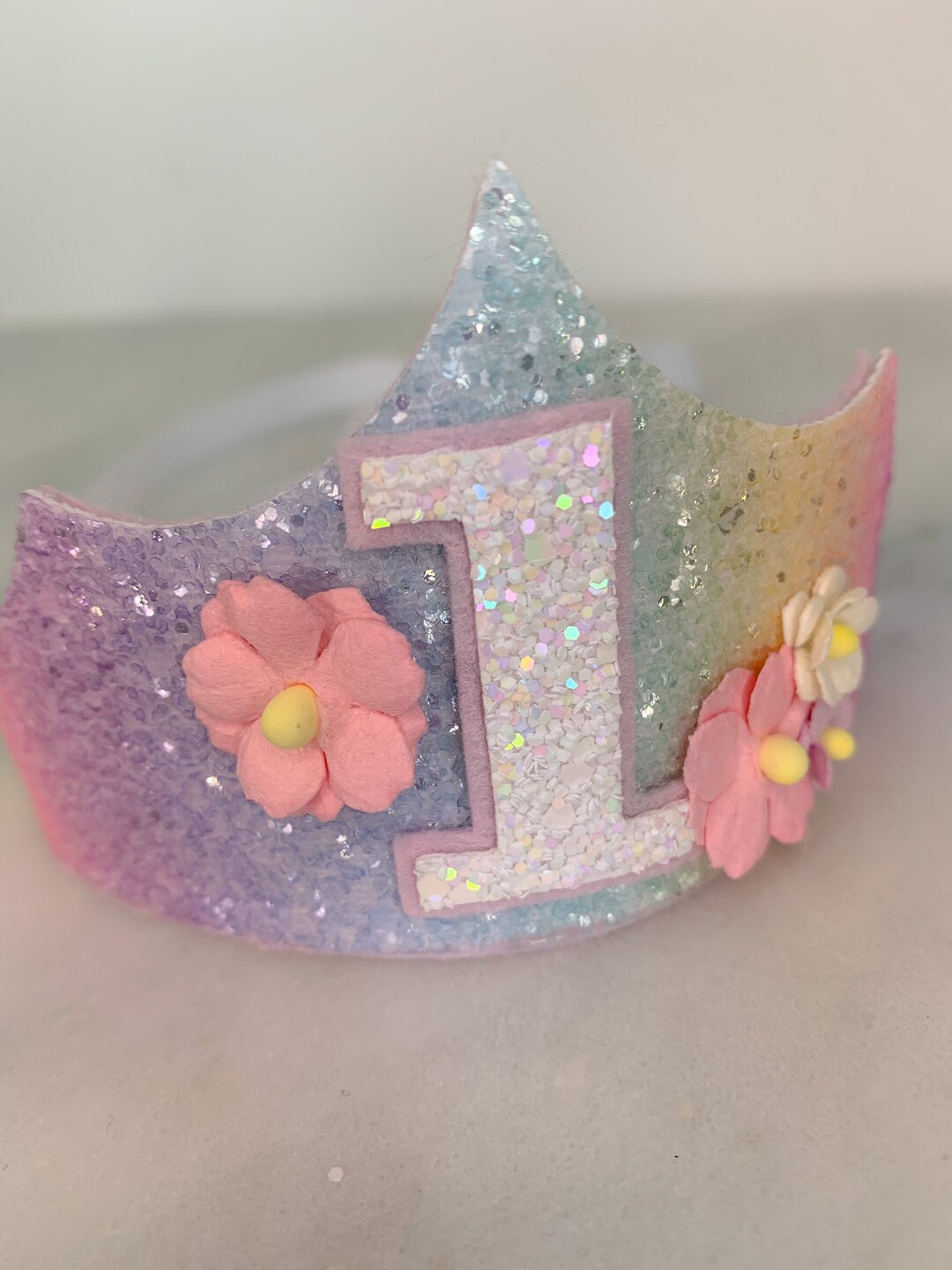 Rainbow Tiara, Glitter Crown Birthday Tiara, Birthday Crown, Party Hat ...