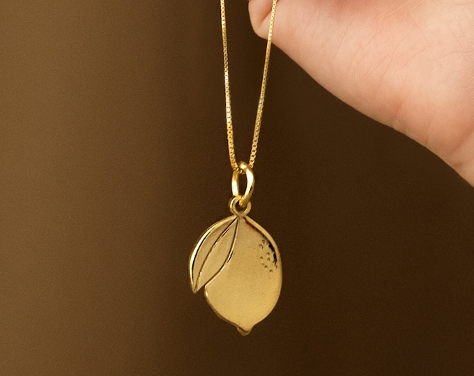 Lemon Necklace Gold, 24k Gold Plated Sterling Silver Pendant Necklace ...