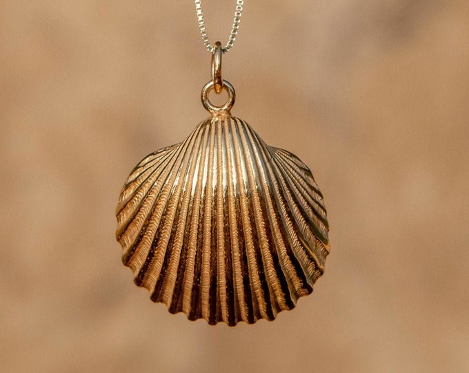 Large Shell Pendant Necklace, 24k Gold Plated Pendant, Gold Shell ...