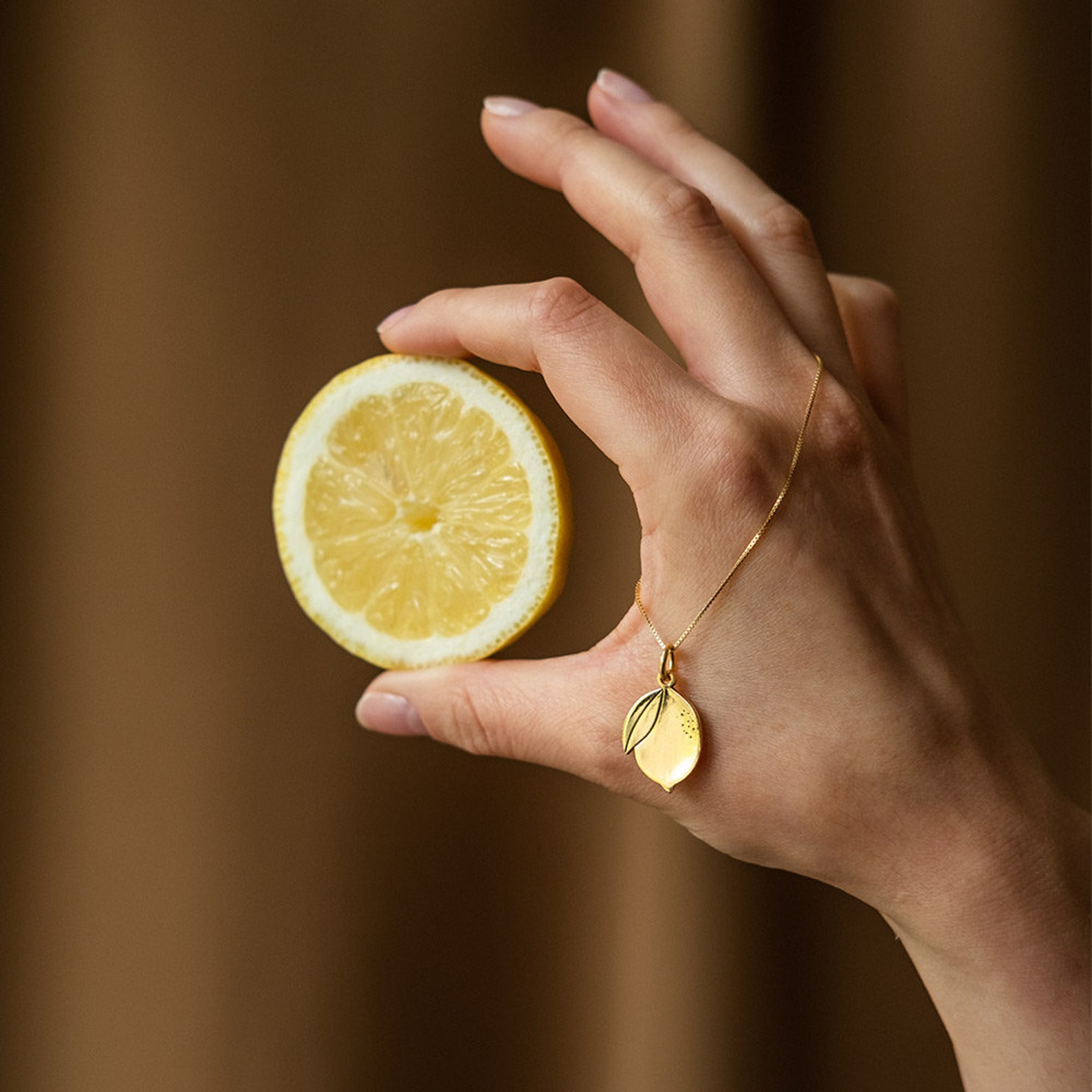 Lemon Necklace Gold 24k Gold Plated Sterling Silver Pendant - Etsy