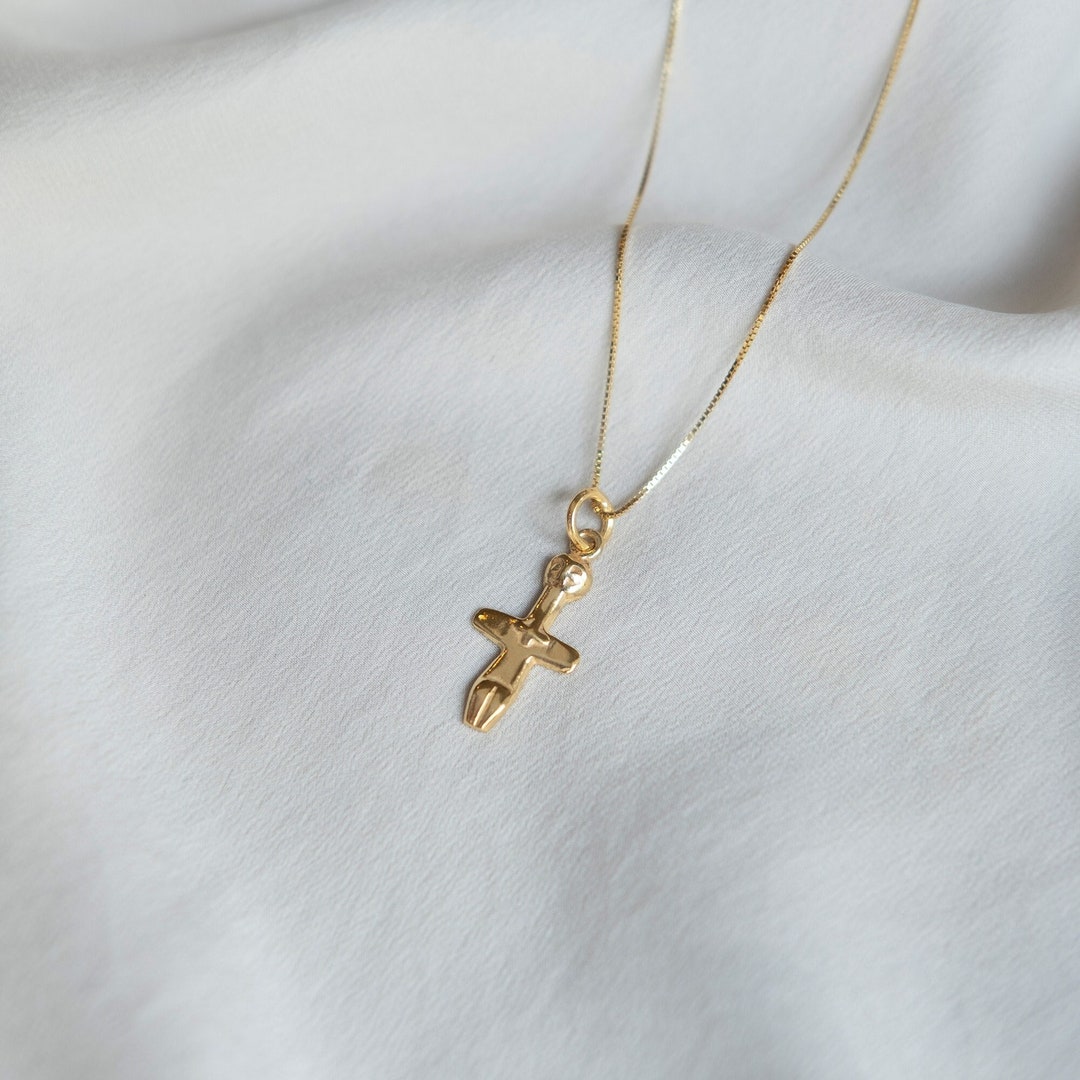 Cyprus Small Neolithic Fertility Figurine Statue Necklace, 24k Gold ...