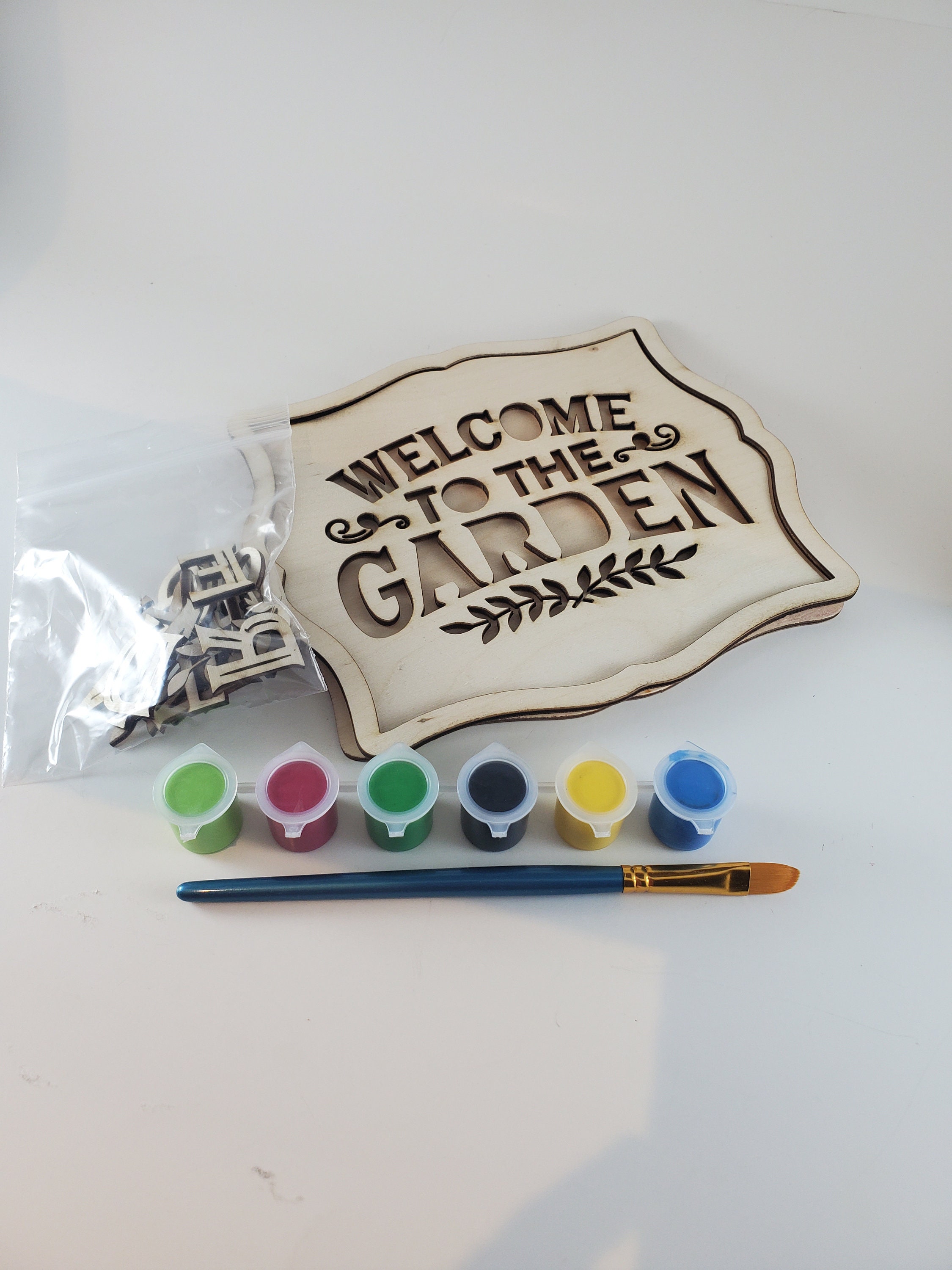 Garden Sign DIY Kit Kit for Painting Wood Sign Welcome | Etsy