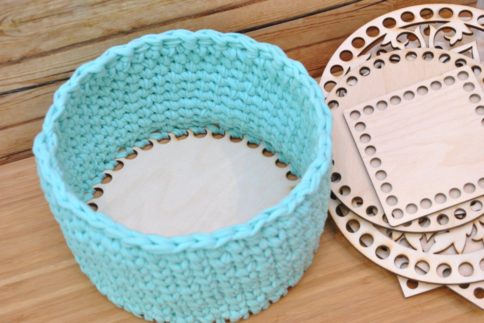 CROCHET BASKET Base Laser Cut Wooden Basket Base Crochet - Etsy