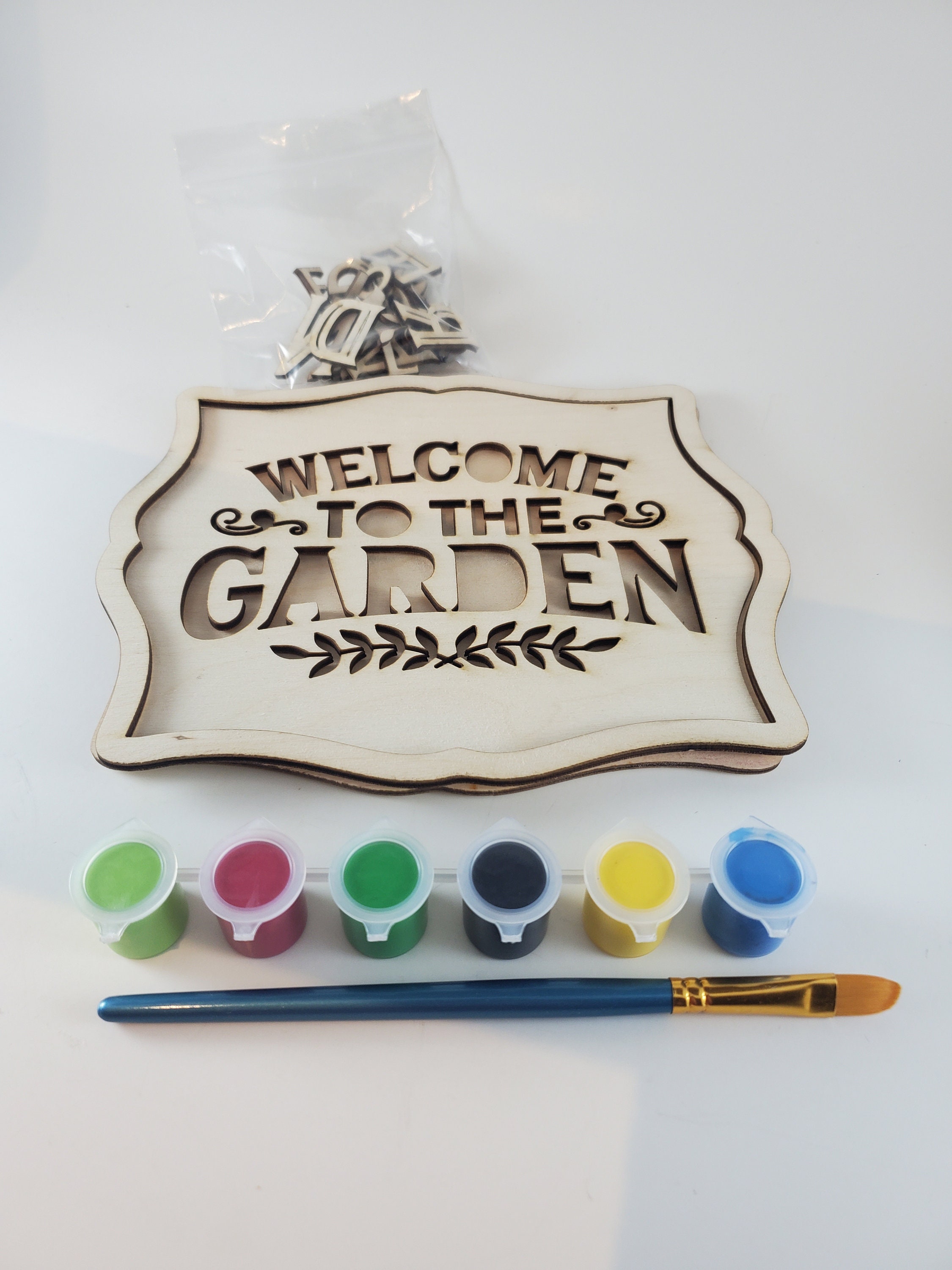 Garden Sign DIY Kit Kit for Painting Wood Sign Welcome | Etsy