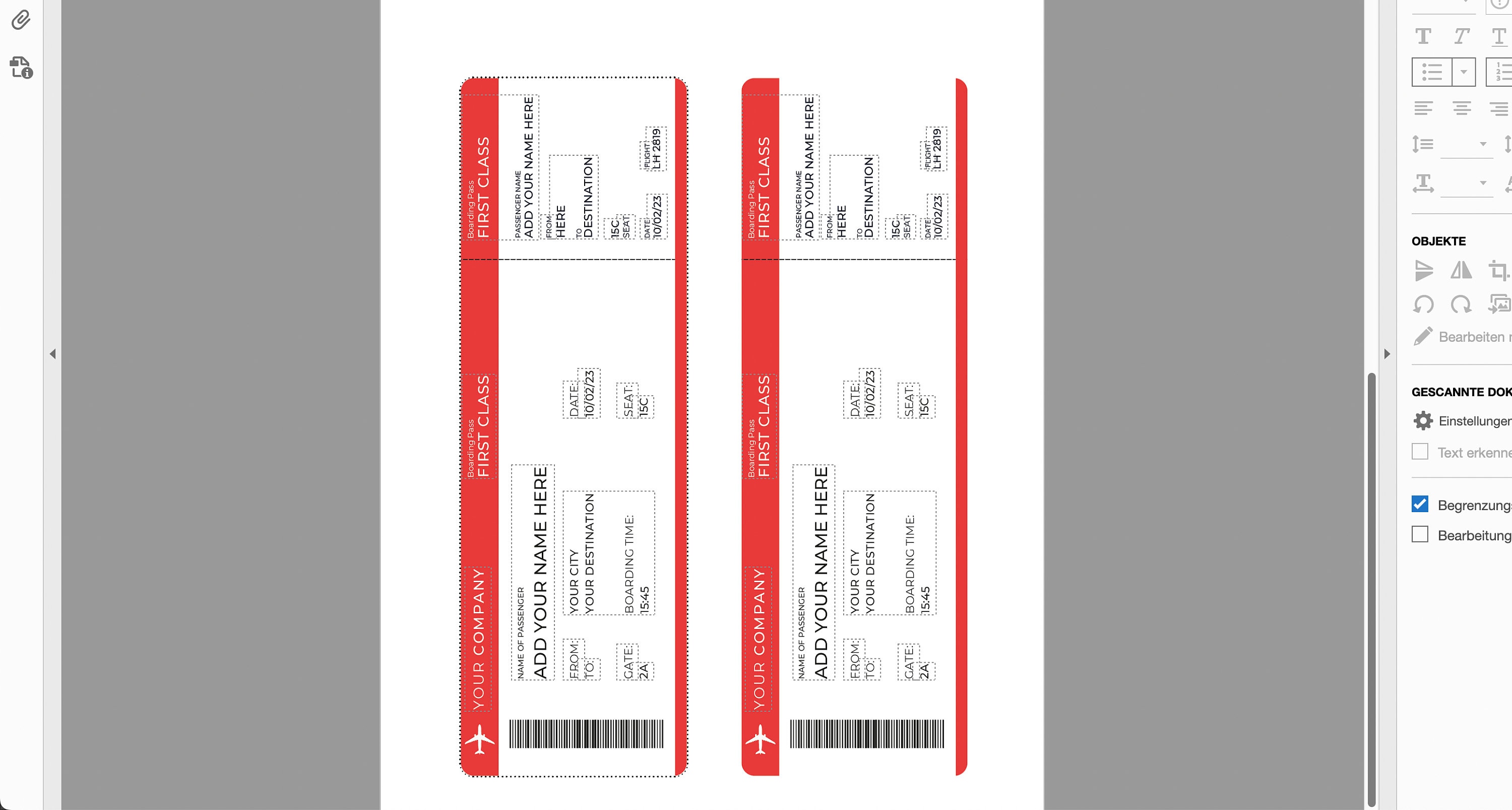 Editable Boarding Pass, Custom, Print-at-home, Airline Ticket, Flight ...
