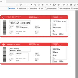 Editable Boarding Pass, Custom, Print-at-home, Airline Ticket, Flight ...