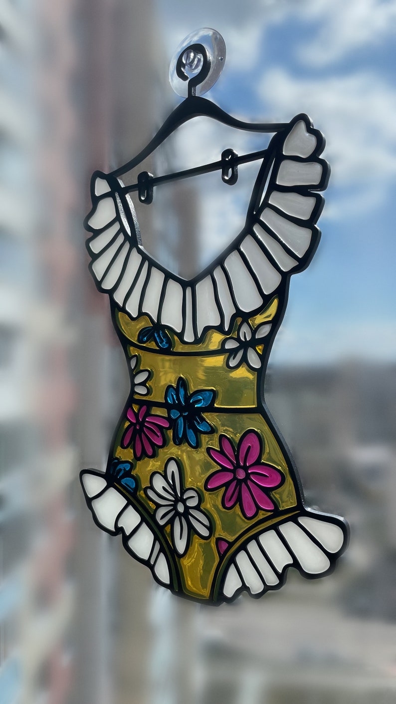Handcrafted Epoxy Resin Stained Glass Bikini Swimsuit Window Hanging - Etsy