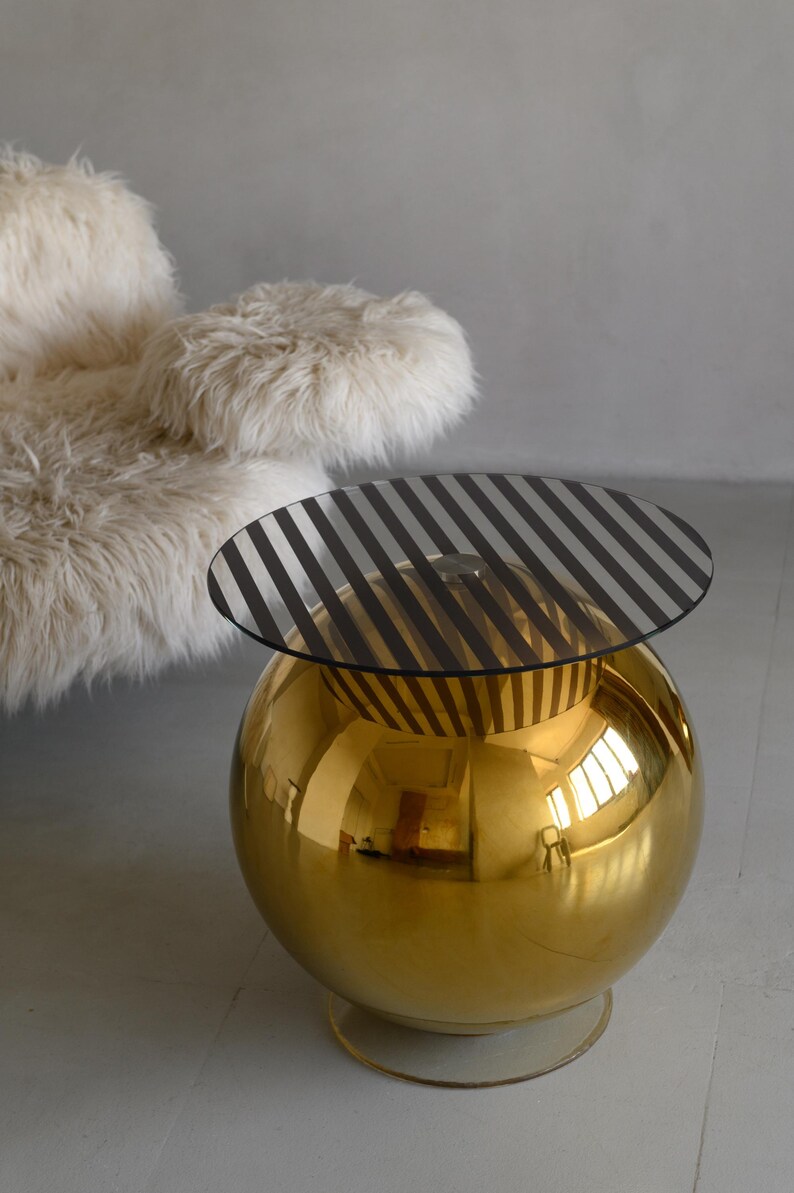 Coffee Table With Golden Sphere Base, Ball Design Side Table - Etsy