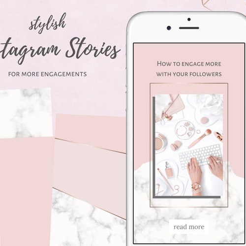 Instagram Stories Template Canva Rose Gold Marble Black - Etsy