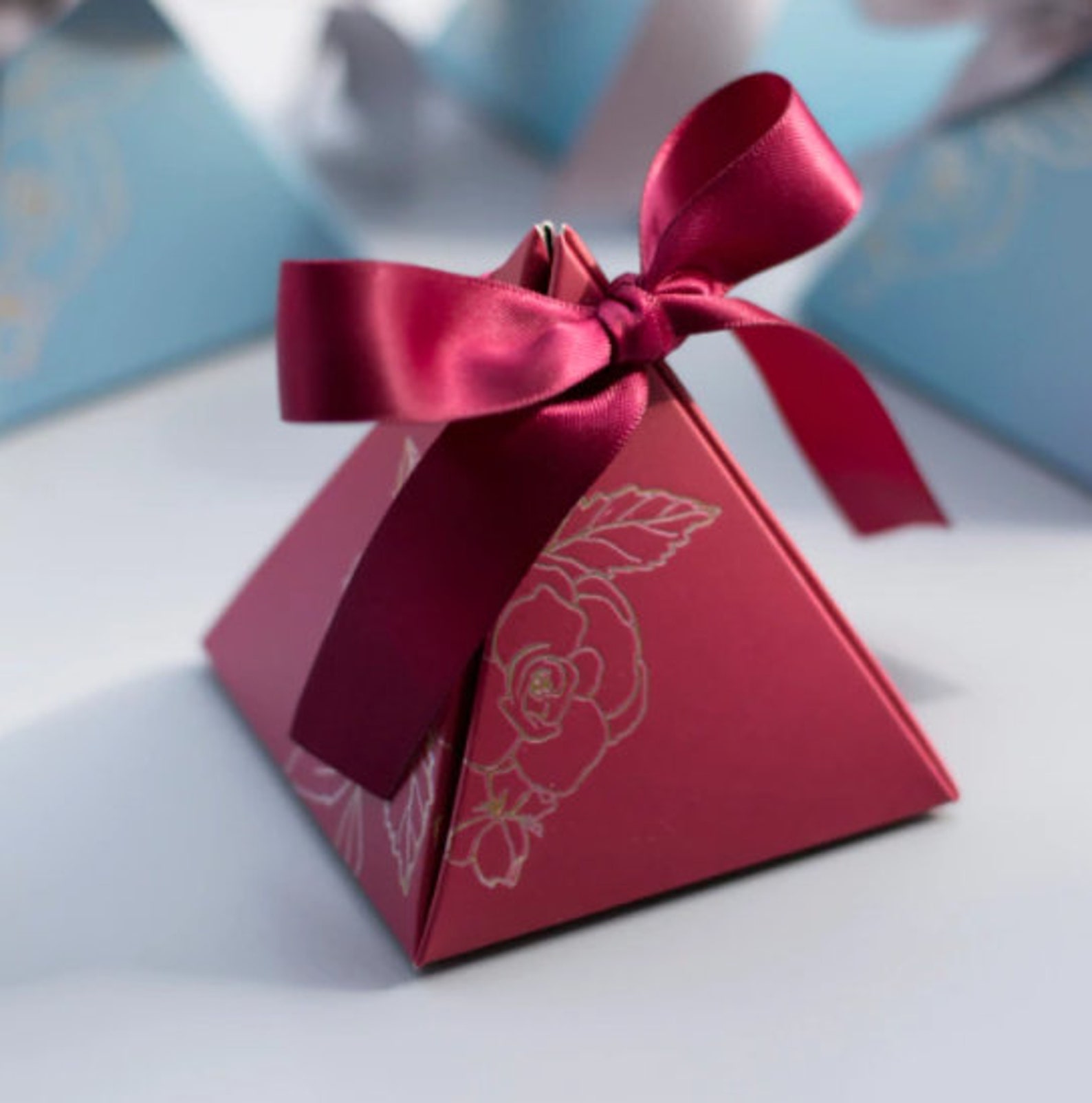 Red Double Sided Triangle Wedding, Party, Gift, Baby Shower, Candy ...