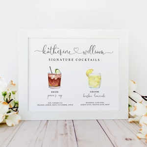 Bride and Groom Drink Sign, Bachelorette Drink Sign Template, Signature ...