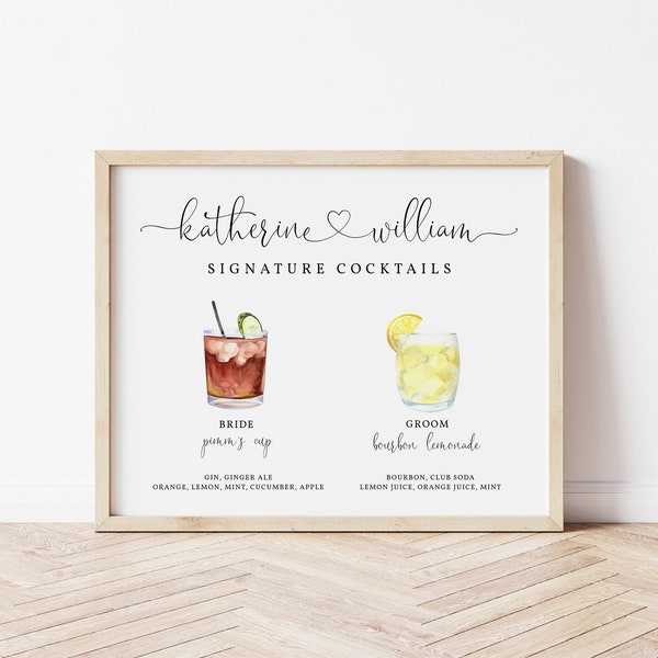 Custom Drink Menu Bride and Groom - Etsy
