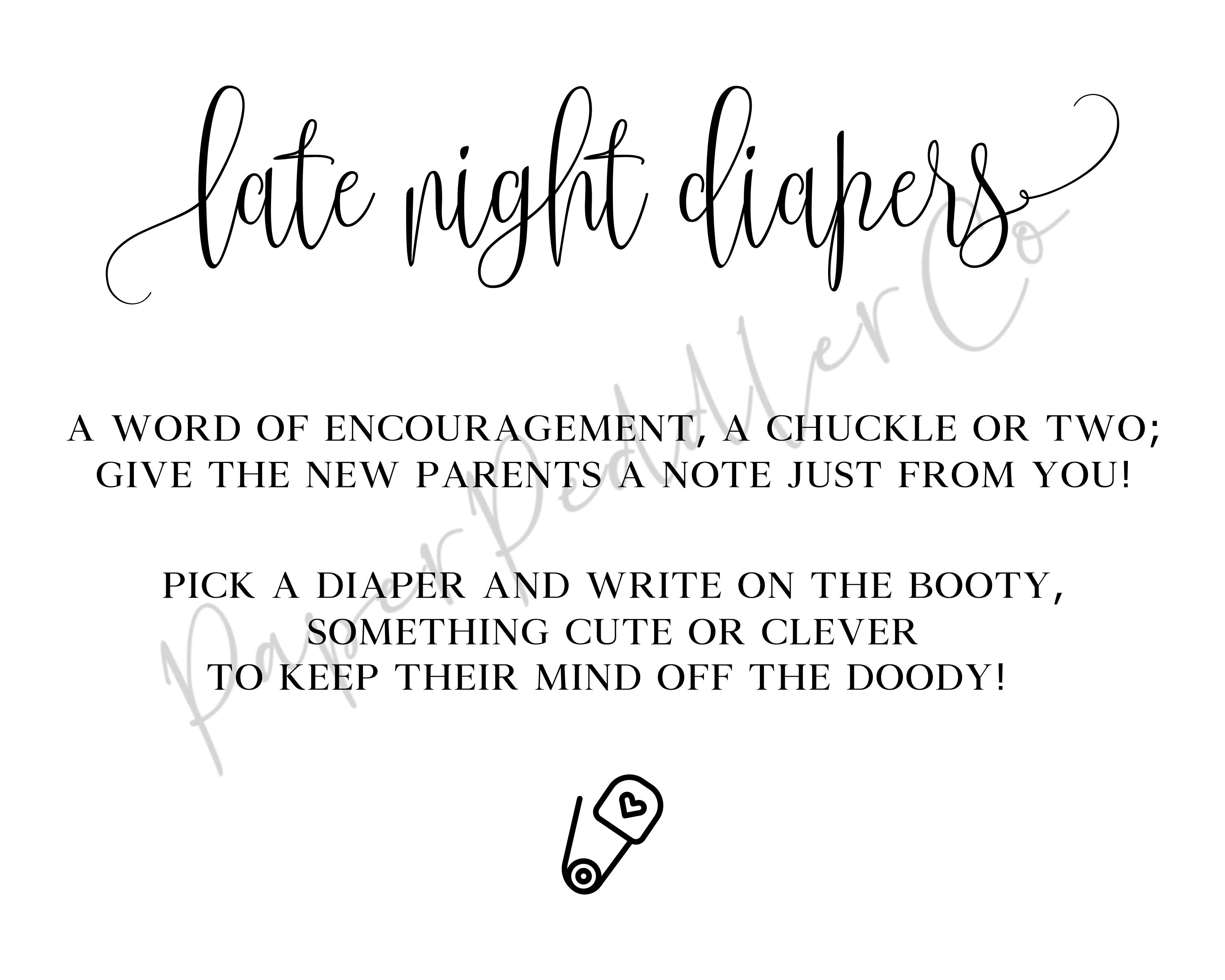 Instant Download Late Night Diapers Sign Late Night Diapers Etsy