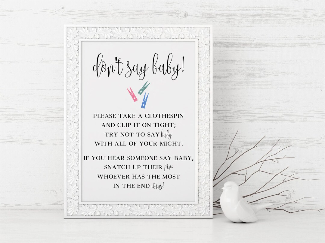 Instant Download Don't Say Baby Printable, Don't Say Baby Sign, Don't ...