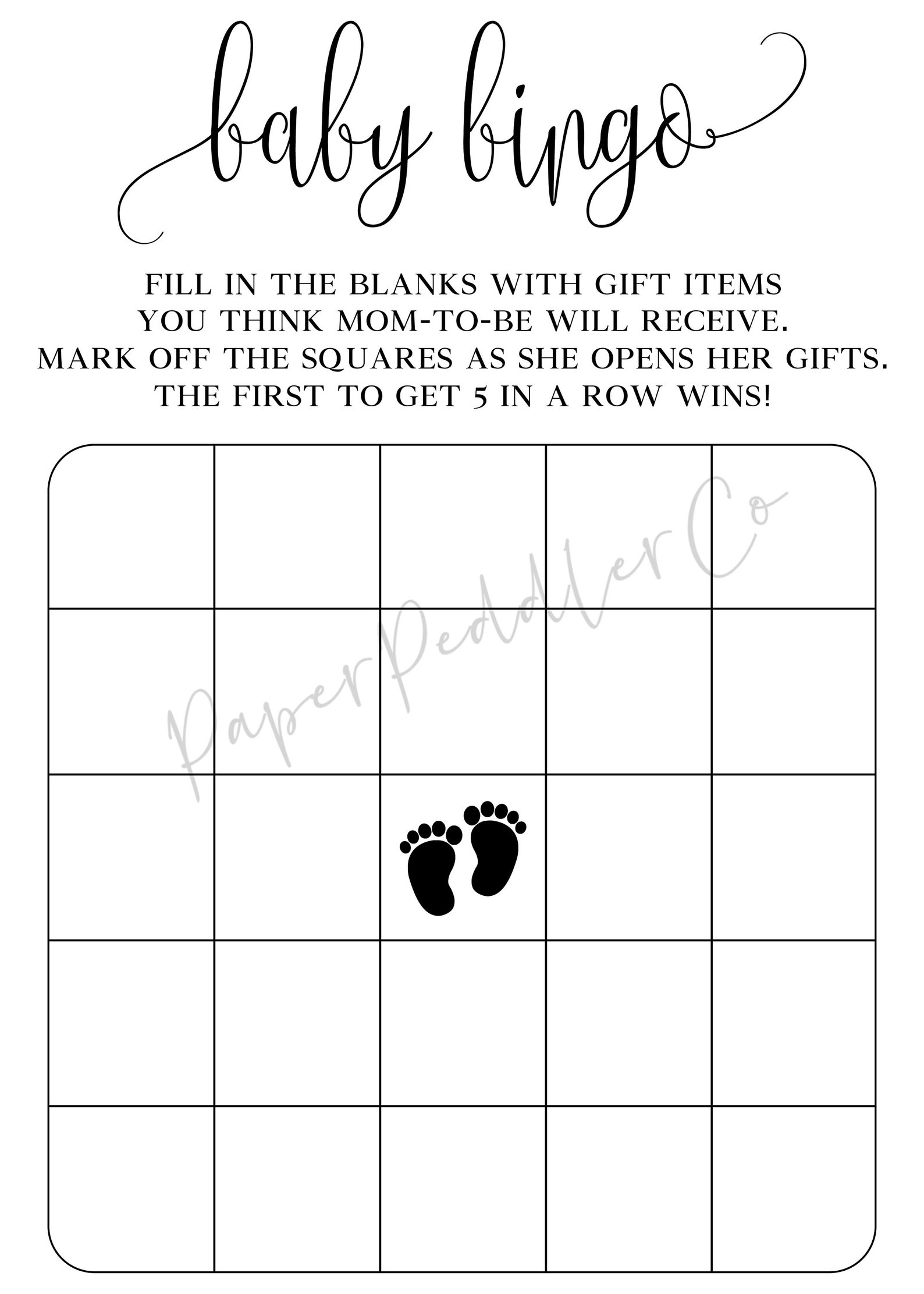 Instant Download Baby Bingo Game Cards Baby Bingo Printable - Etsy