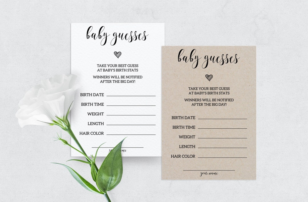 Instant Download Baby Guesses Cards, Due Date Calendar, Baby Guess Game ...