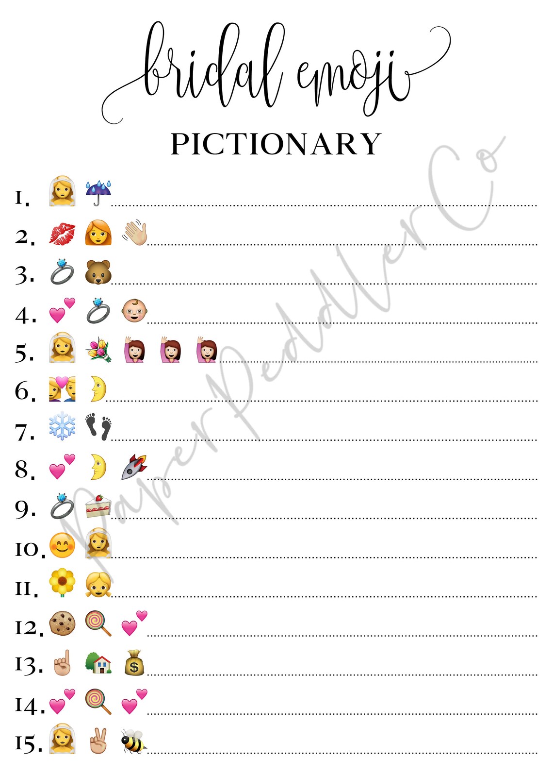 Instant Download Bridal Emoji Pictionary Answers Bridal Emoji Etsy Instant Download Bridal Emoji Pictionary Answers Bridal Emoji Etsy