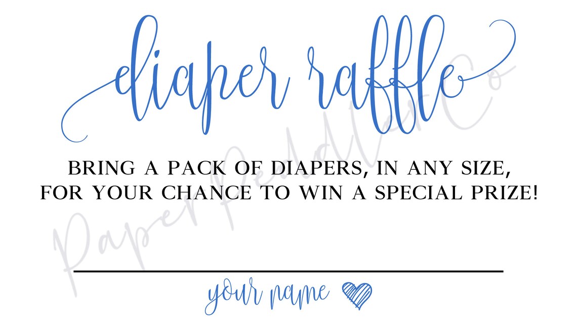 Instant Download Blue Diaper Raffle Ticket Baby Boy Baby - Etsy
