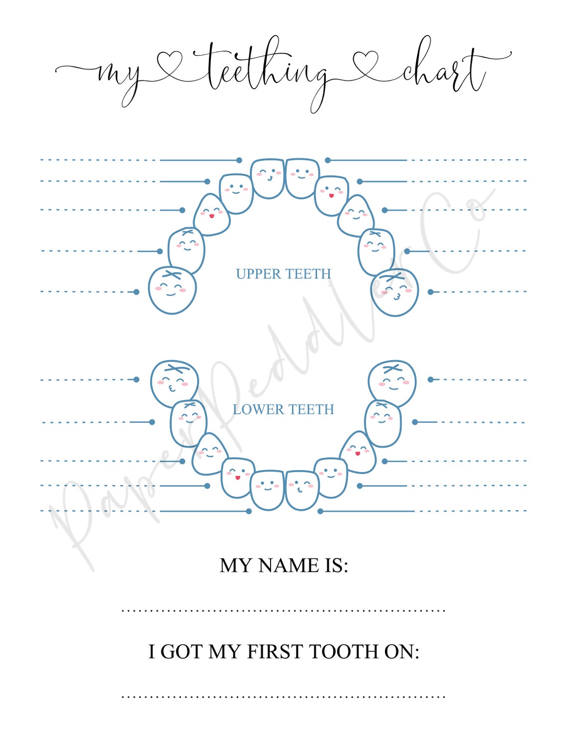 Baby Teething Chart: Keepsake Memento (PDF & JPG) - Etsy