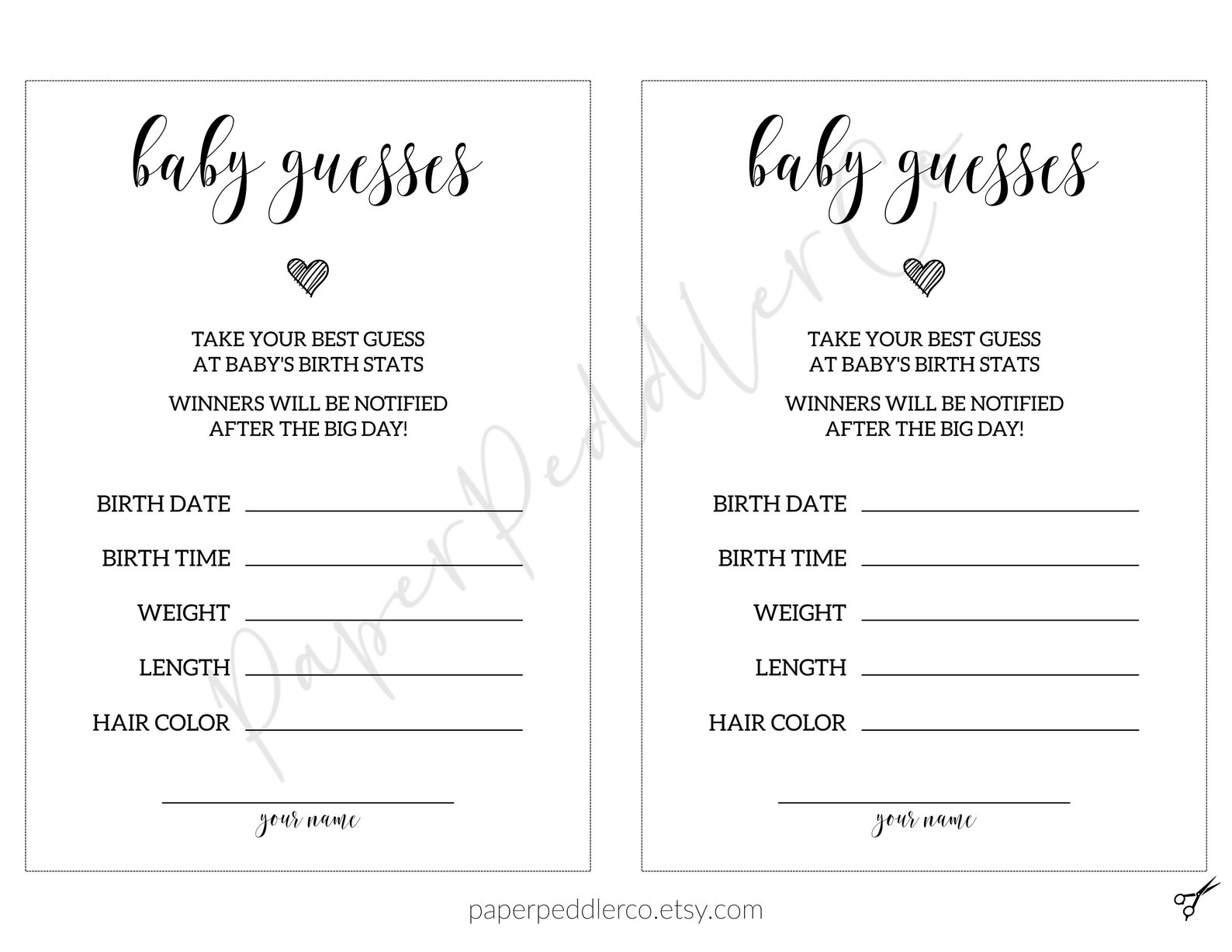 Guess the Due Date Game: Baby Shower Printable (PDF, JPG) - Etsy