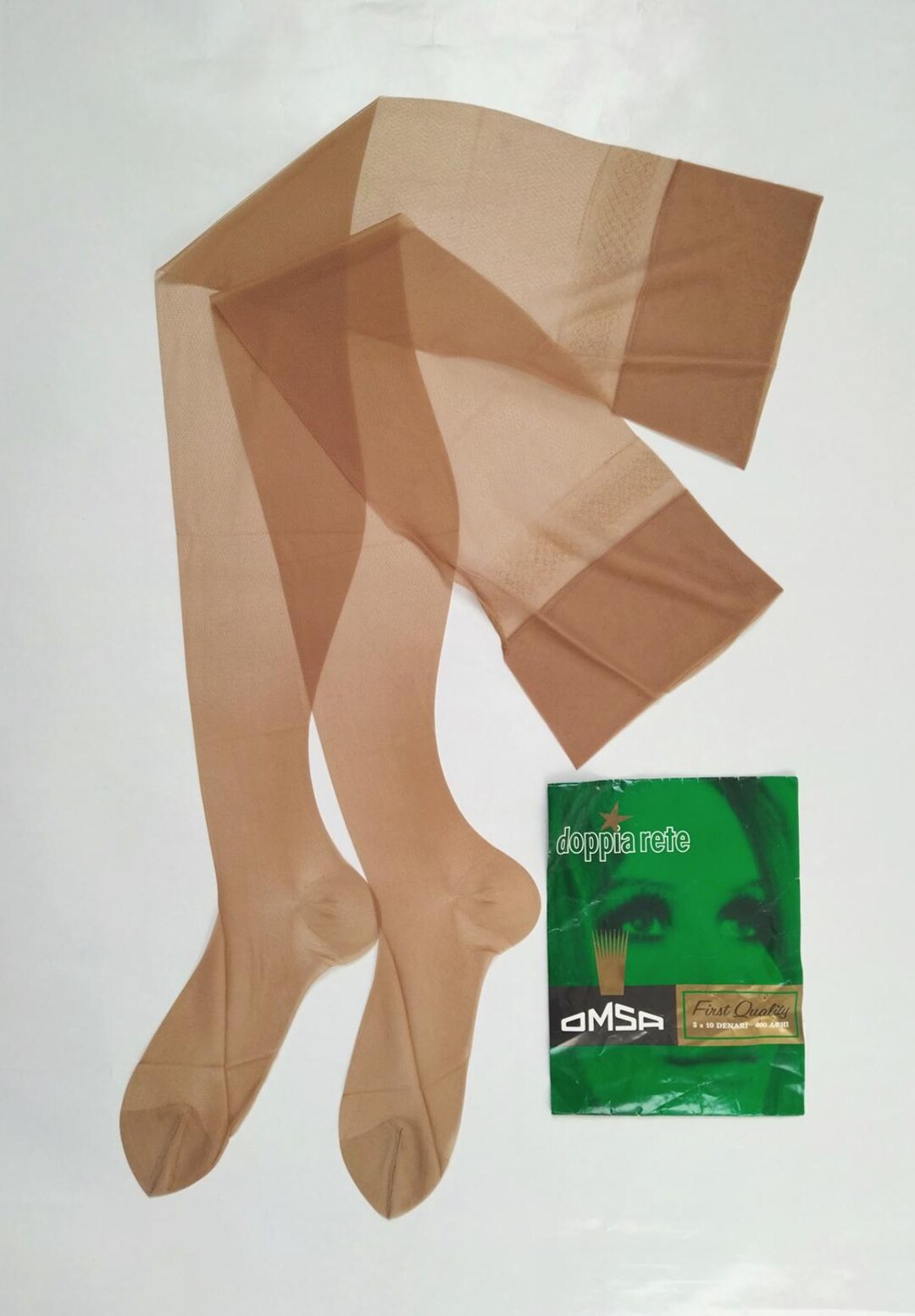 Vintage Omsa Doppia Rete Women's 3X10 Den Nylon Stockings,calze ...