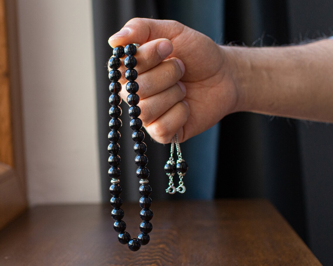 REAL Black Onyx Islamic Prayer 33 Beads Tasbih Tesbih | Etsy